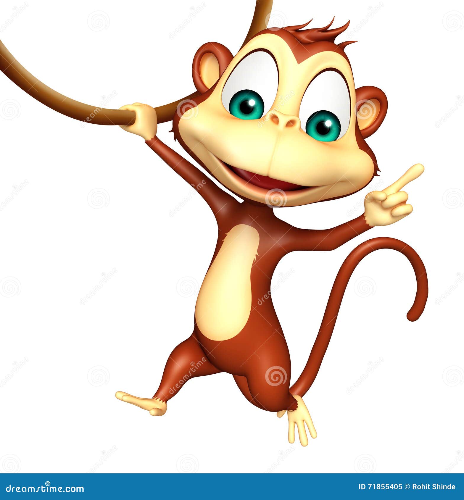 Pointing Monkey Cartoon Character Stock Illustration - Illustration of ...