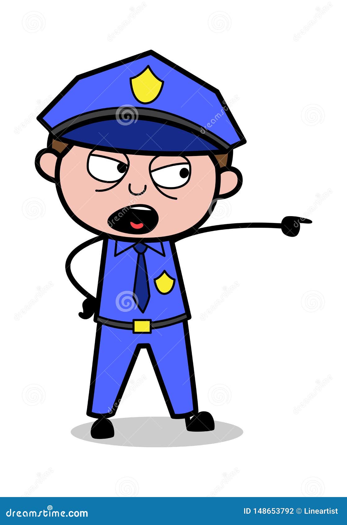 Pointing Out - Retro Cop Policeman Vector Illustration Stock ...