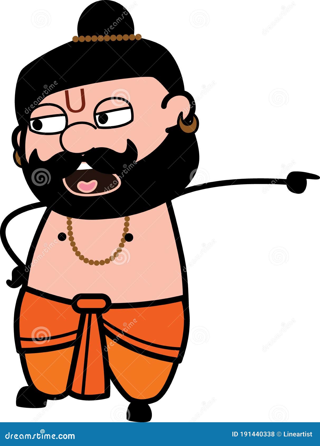 Pointing Pandit Cartoon Illustration Stock Illustration - Illustration ...
