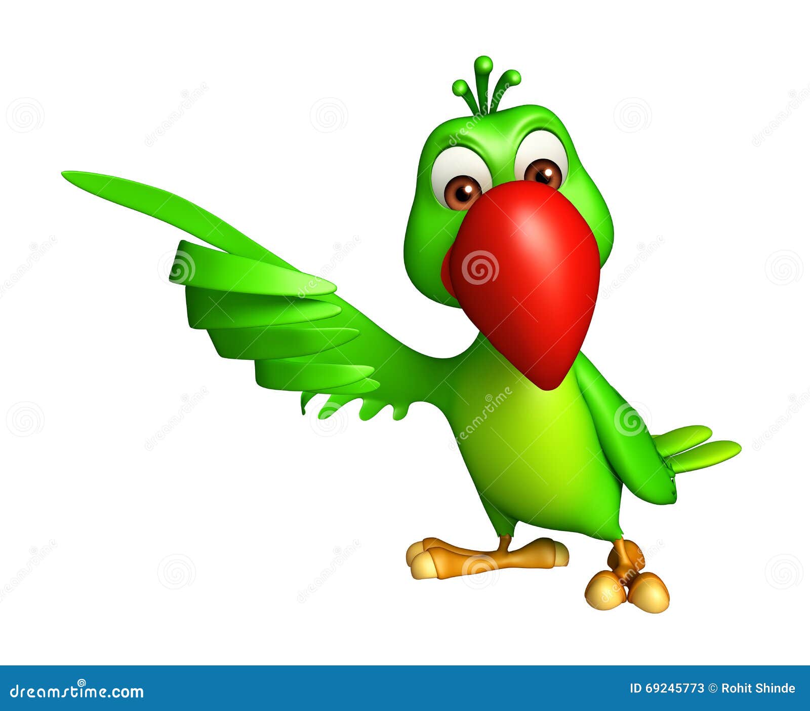 Pointing Parrot Cartoon Character Stock Illustration - Illustration of ...