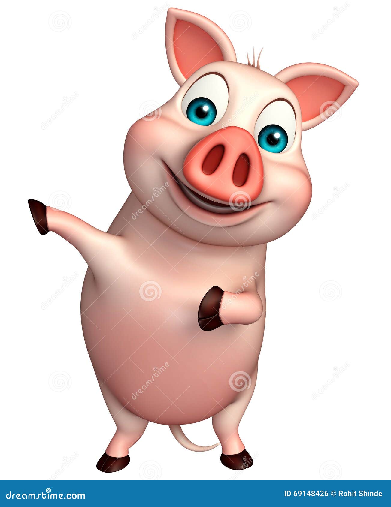 Pointing Pig Cartoon Character Stock Illustration - Illustration of ...