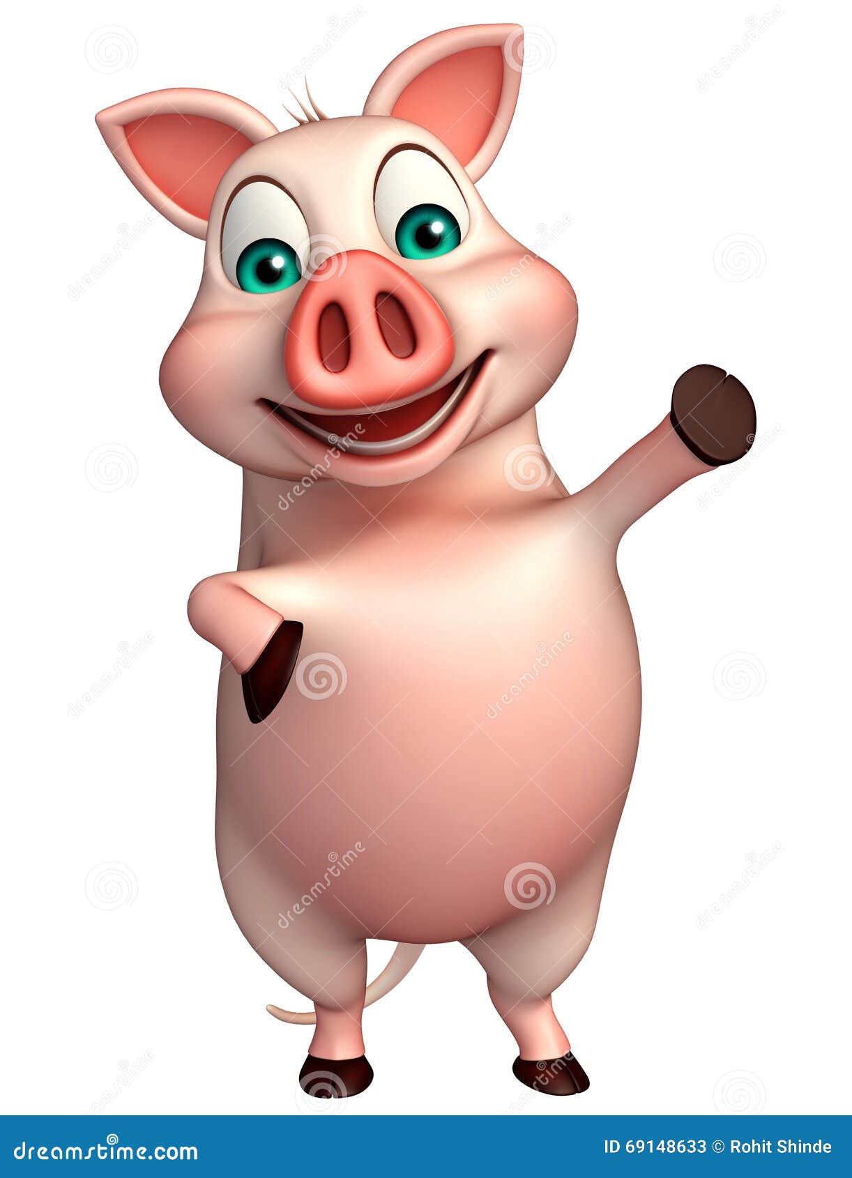 Pointing Pig Cartoon Character Stock Illustration - Illustration of ...