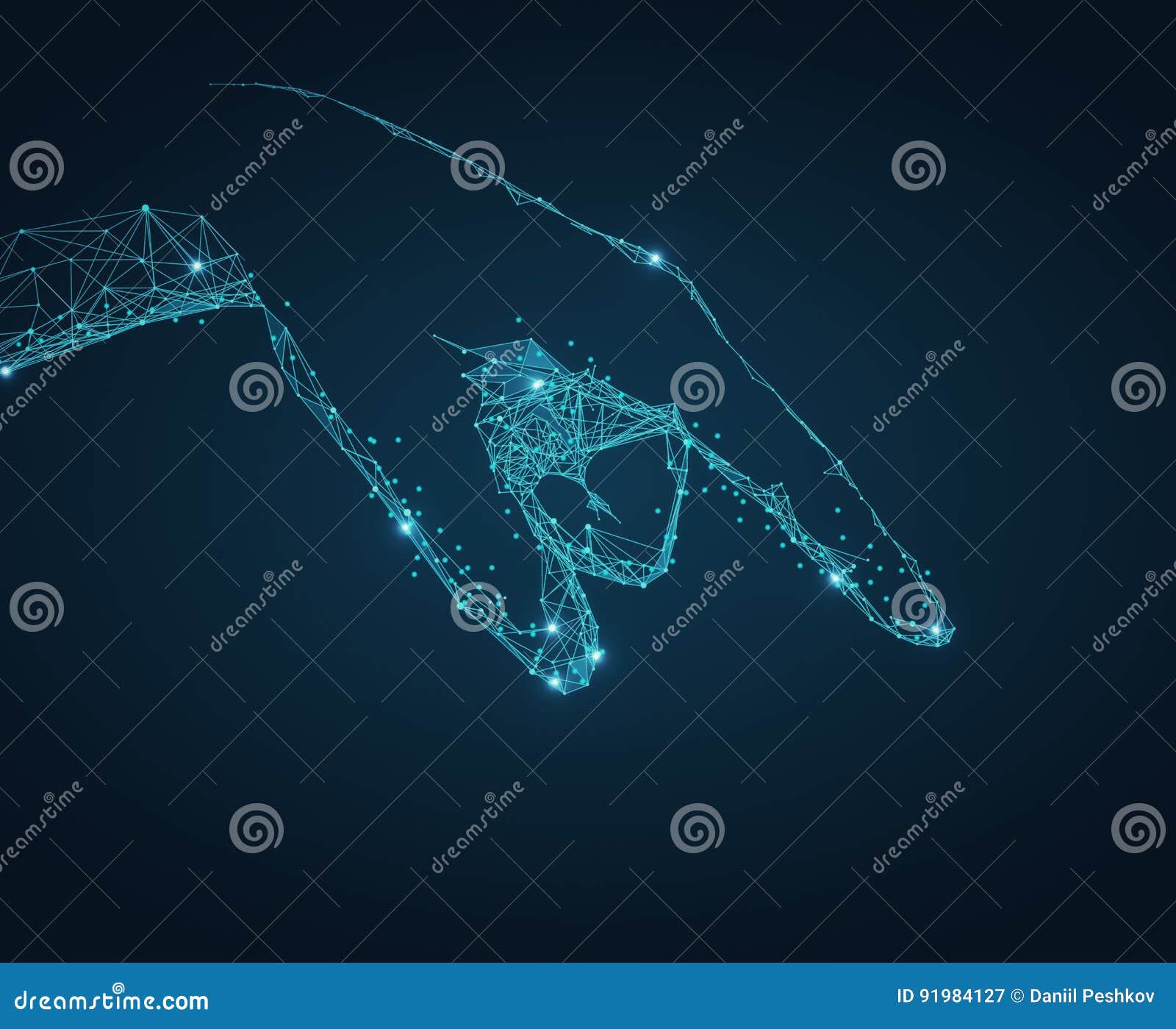 Pointing Polygonal Hand on Green Background Stock Illustration ...