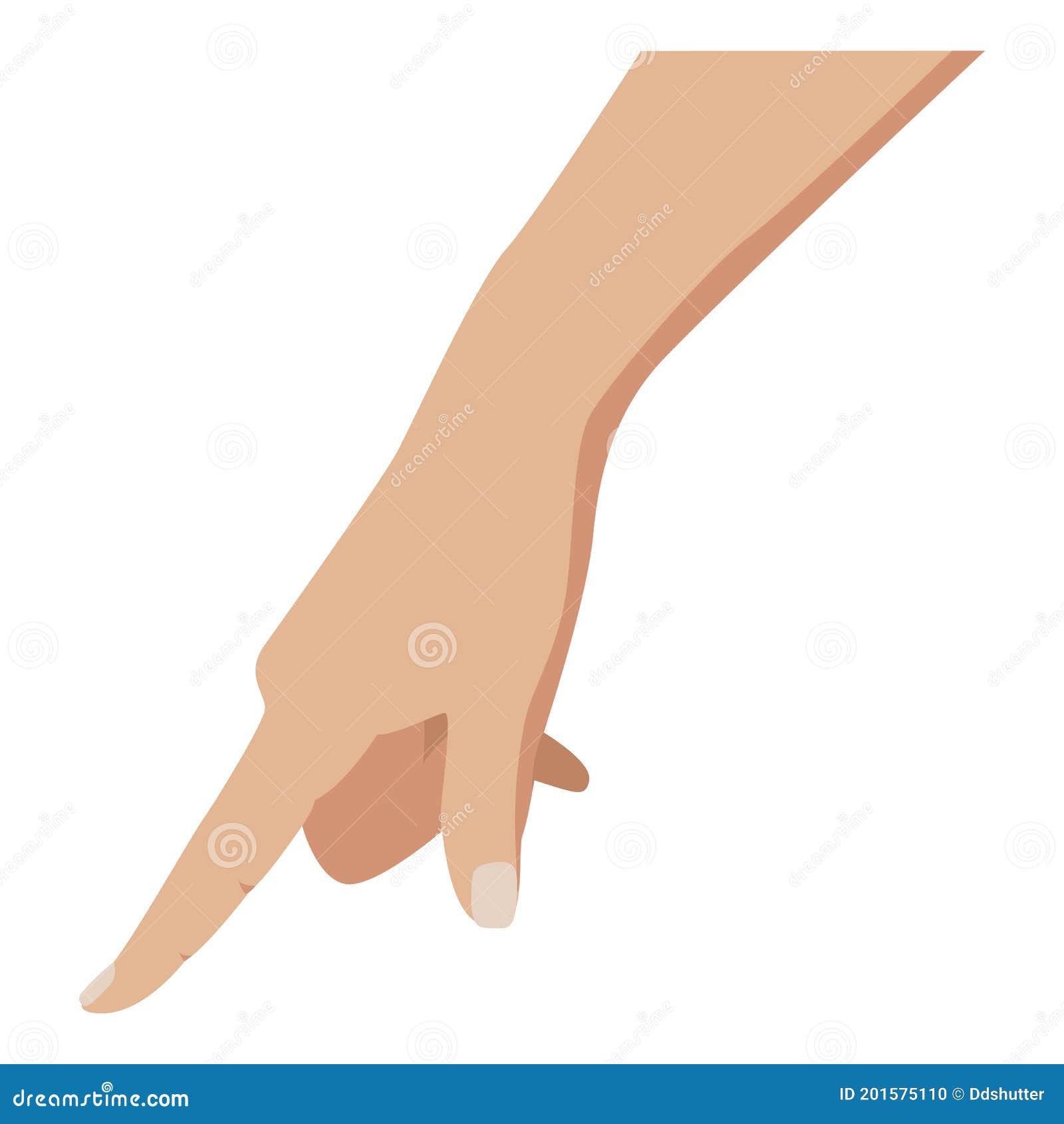 Pointing or Pressing Hand. Hand Touch. Tapping Finger. Isolated on ...