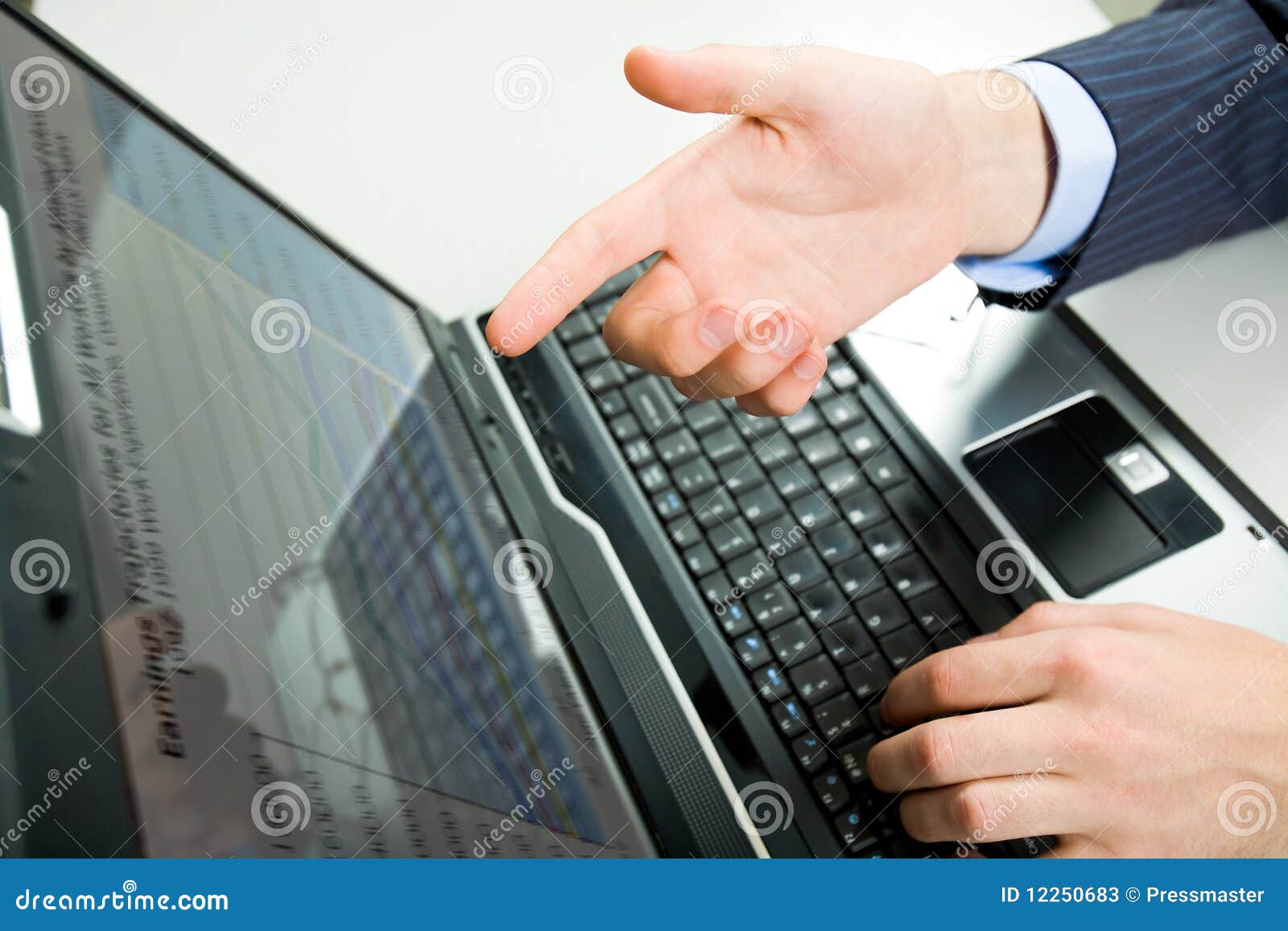 Pointing at screen stock image. Image of hand, number - 12250683