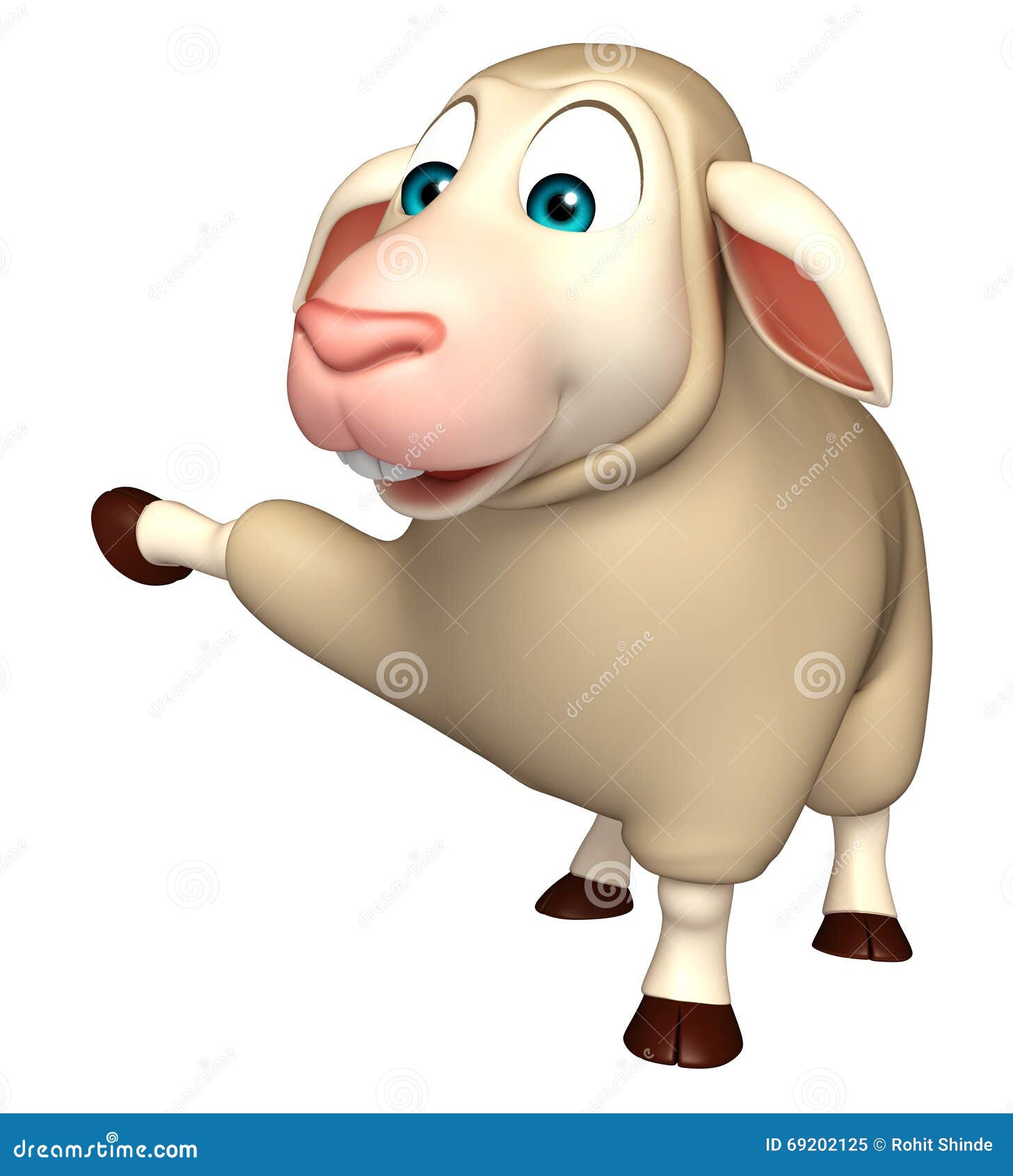 Pointing Sheep Cartoon Character Stock Illustration - Illustration of ...