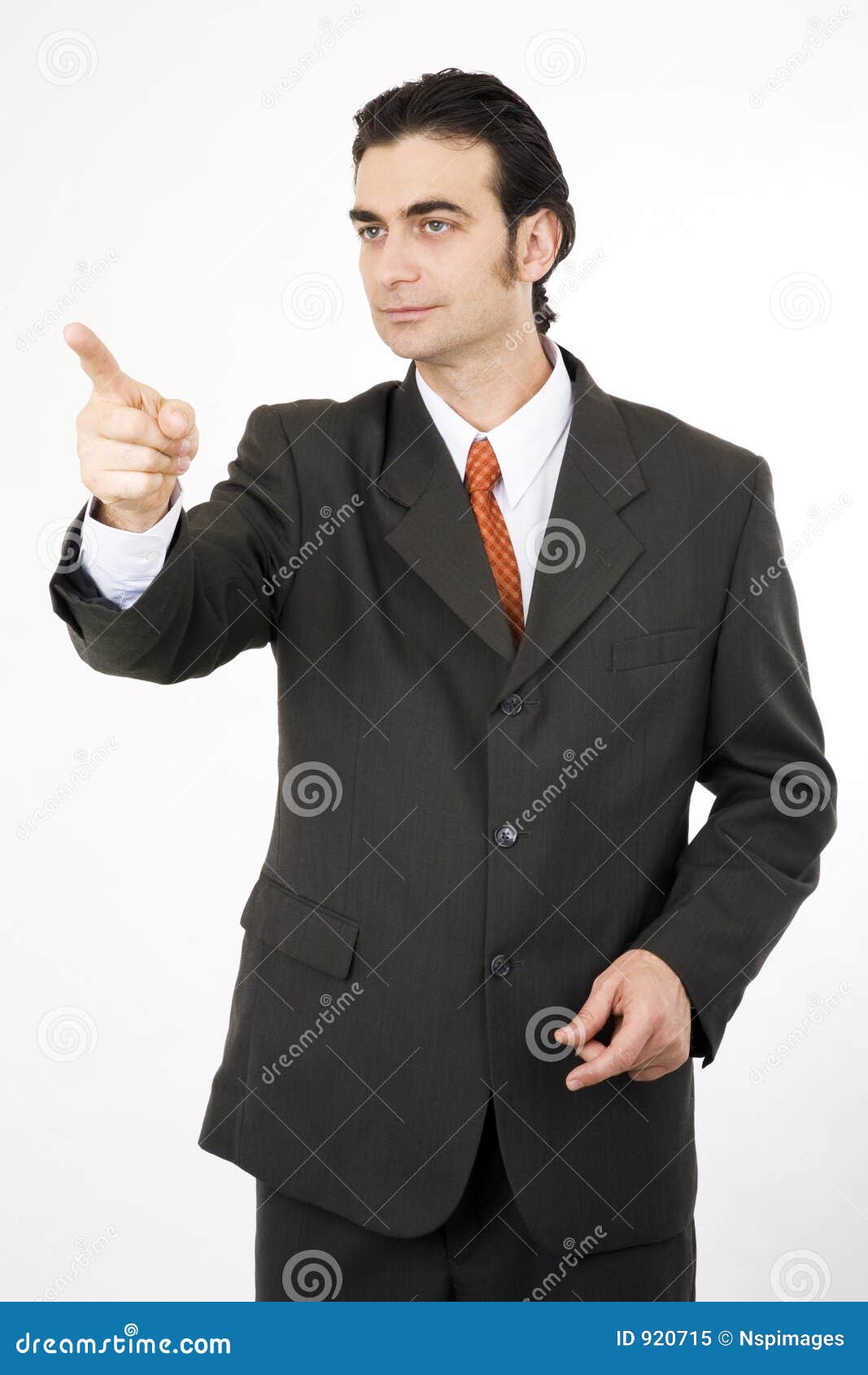 Pointing at something stock image. Image of unhappy, suit - 920715