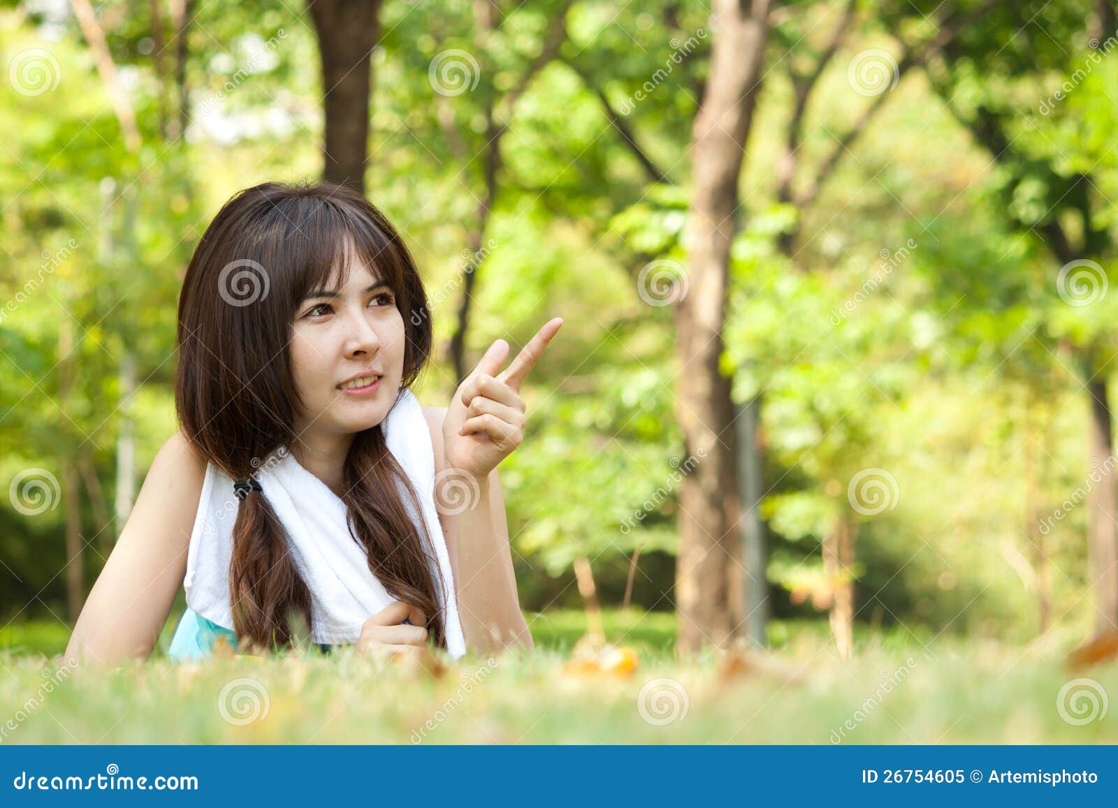 Pointing at someting stock image. Image of grass, caucasian - 26754605