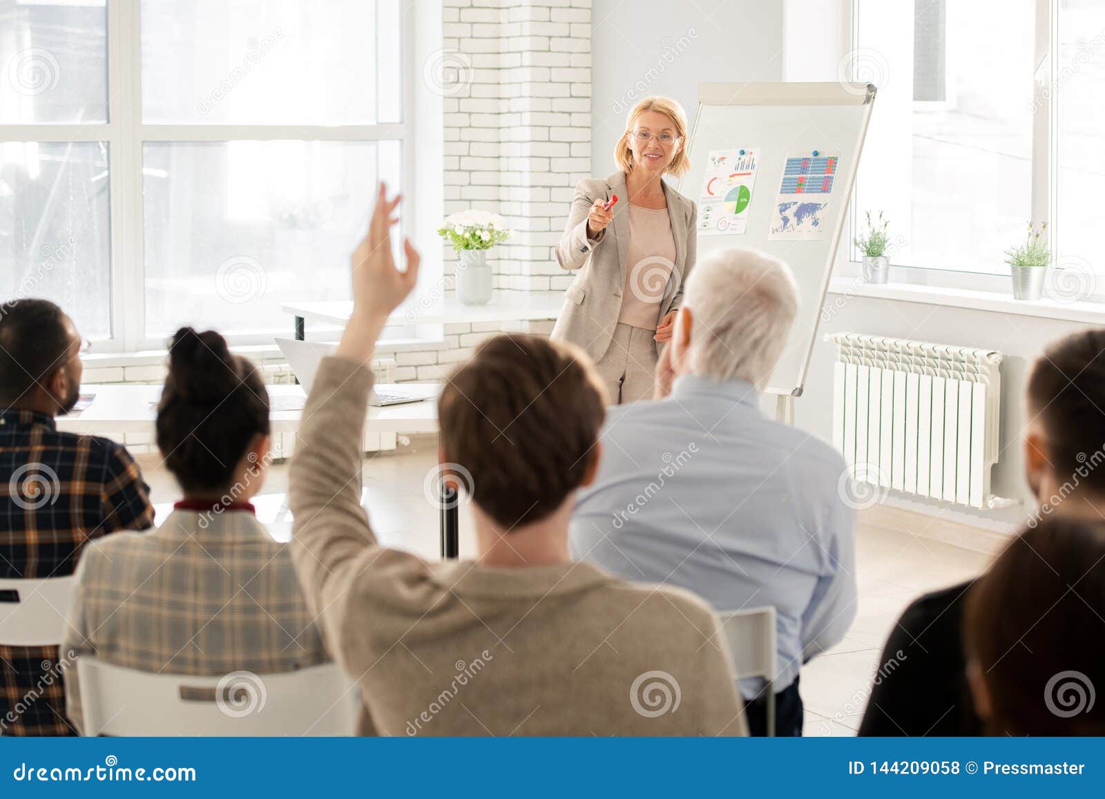 Pointing at student stock photo. Image of person, raising - 144209058