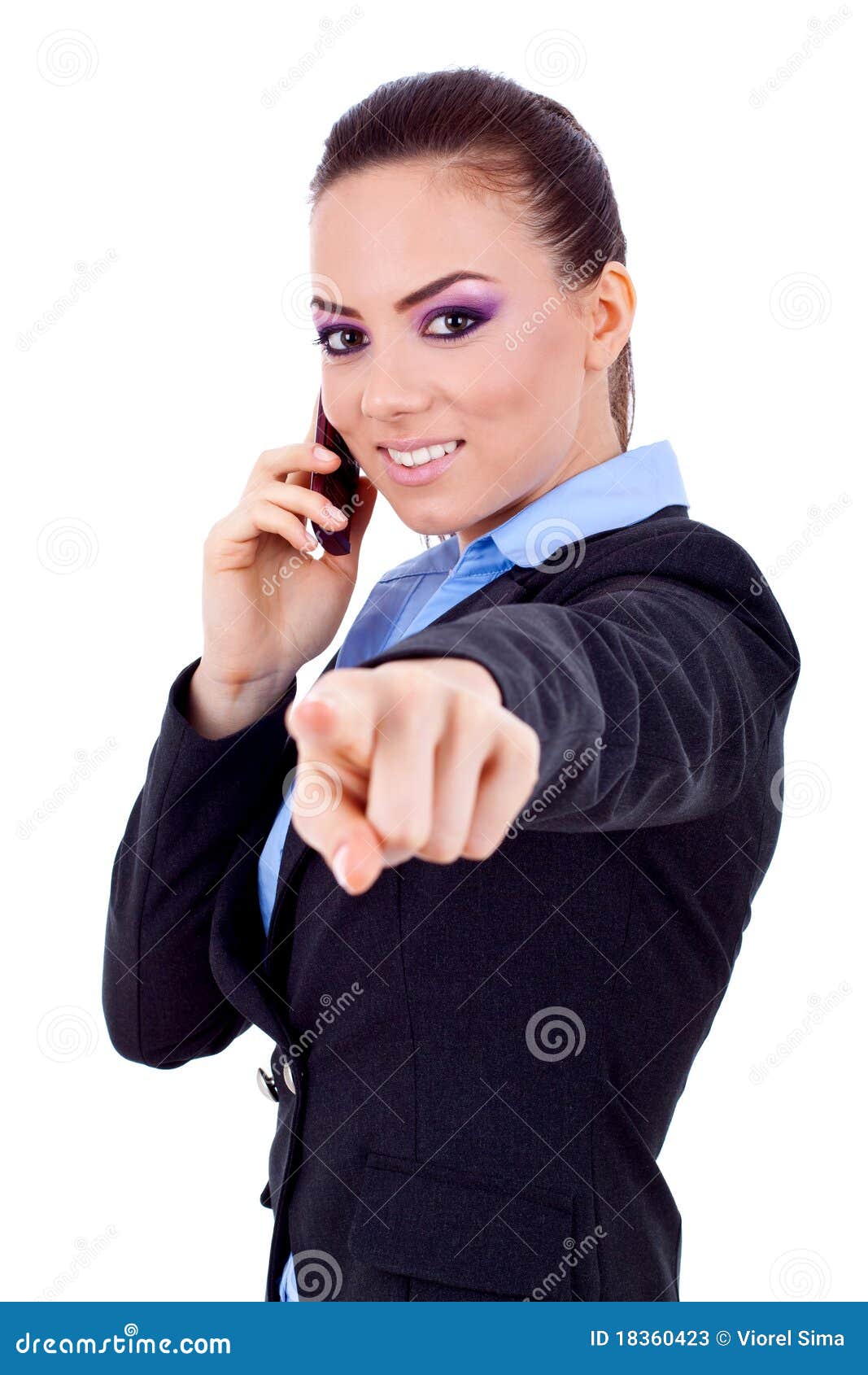 Pointing while Talking on Phone Stock Image - Image of gesturing ...