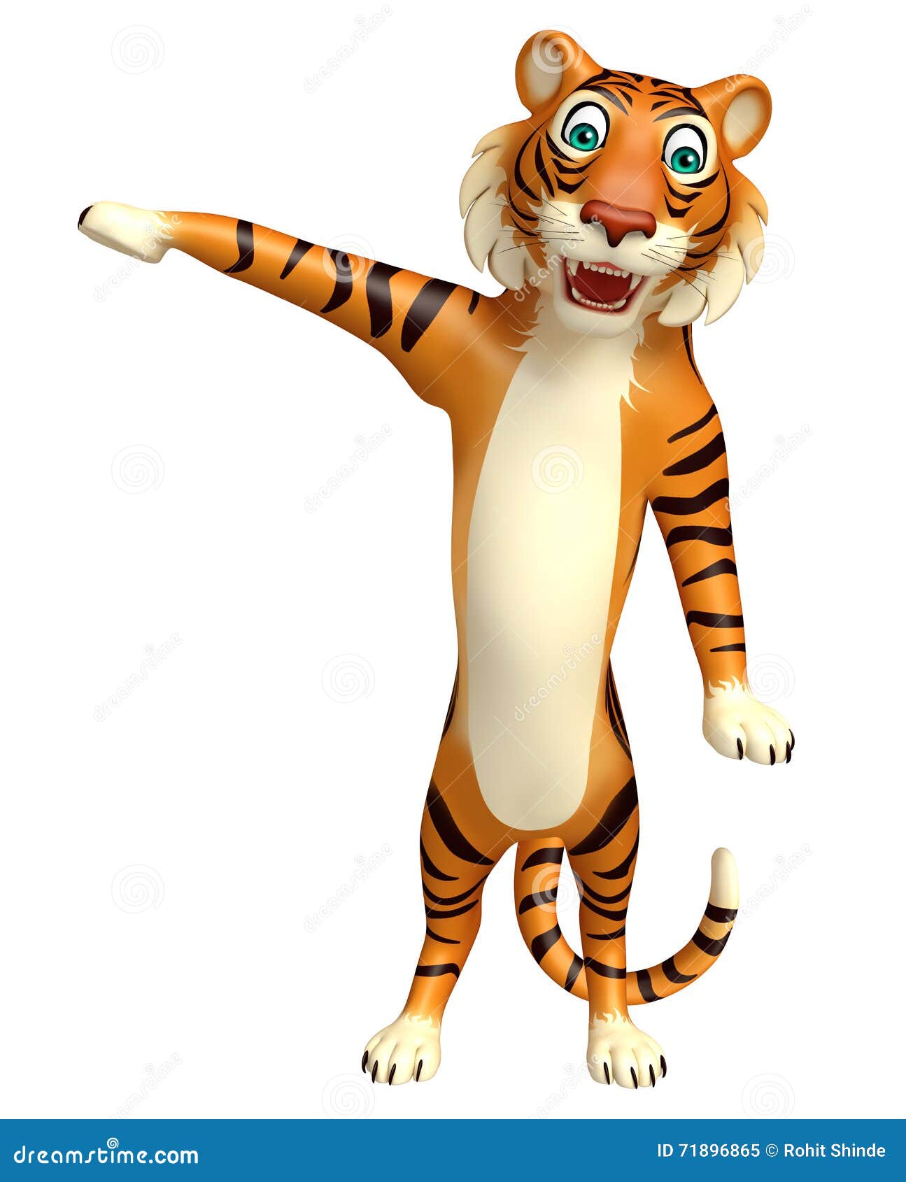 Pointing Tiger Cartoon Character Stock Illustration - Illustration of ...
