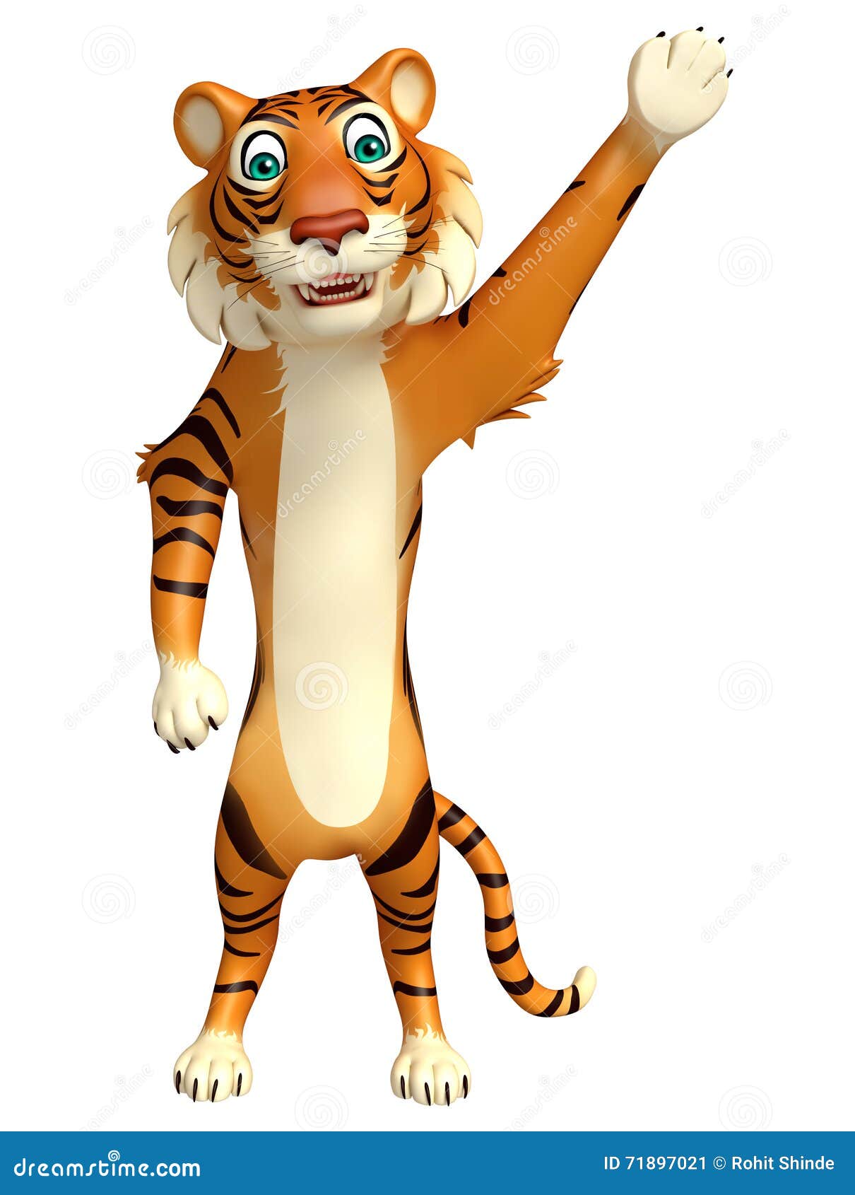 Pointing Tiger Cartoon Character Stock Illustration - Illustration of ...