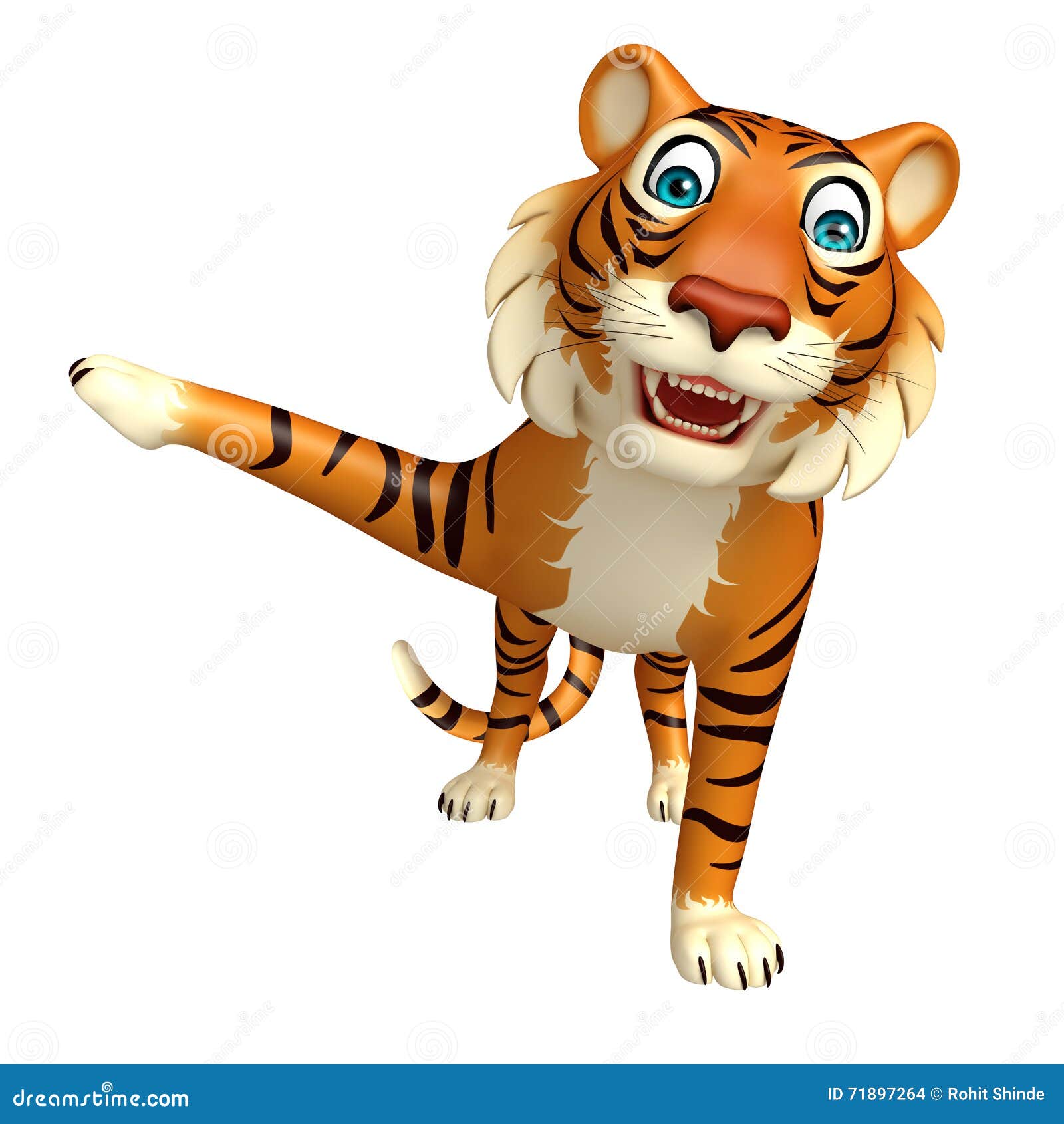 Pointing Tiger Cartoon Character Stock Illustration - Illustration of ...