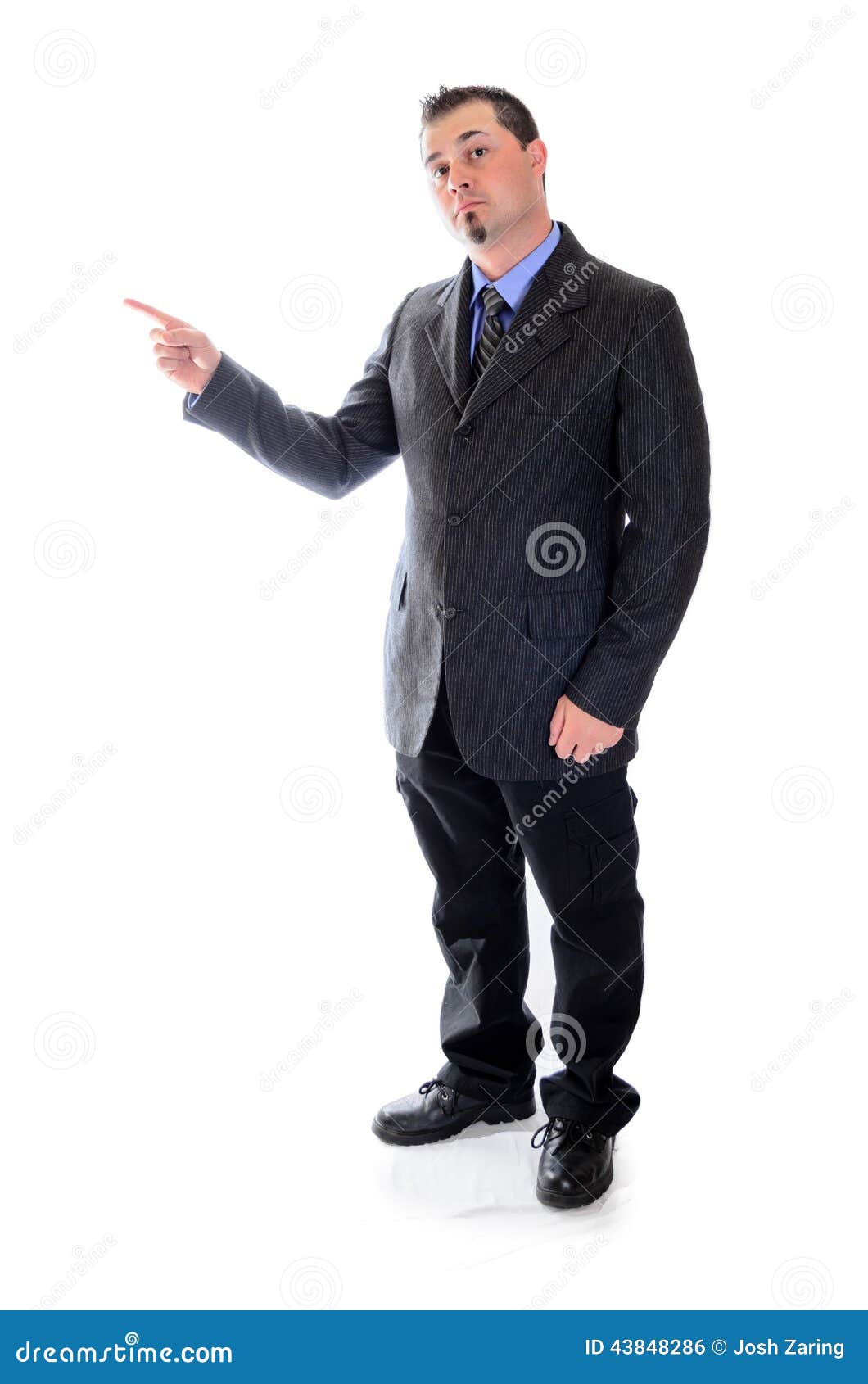 Pointing To the Left. Man in Suit Stock Photo - Image of blank ...