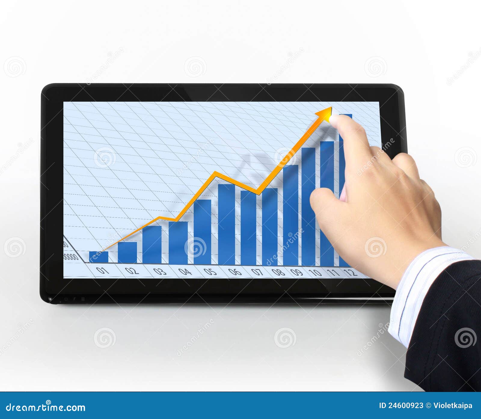 Pointing on Touch Screen Graph on a Tablet Stock Image - Image of data ...