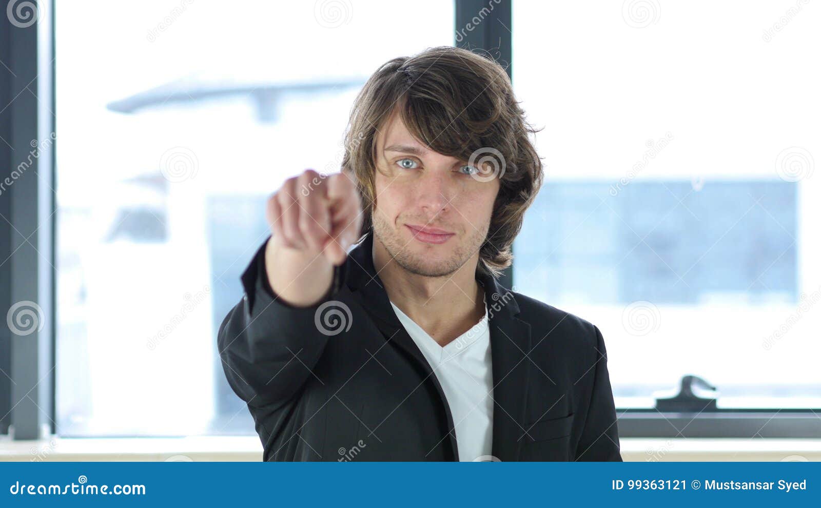 Pointing Toward Camera in His Office Stock Image - Image of hand ...