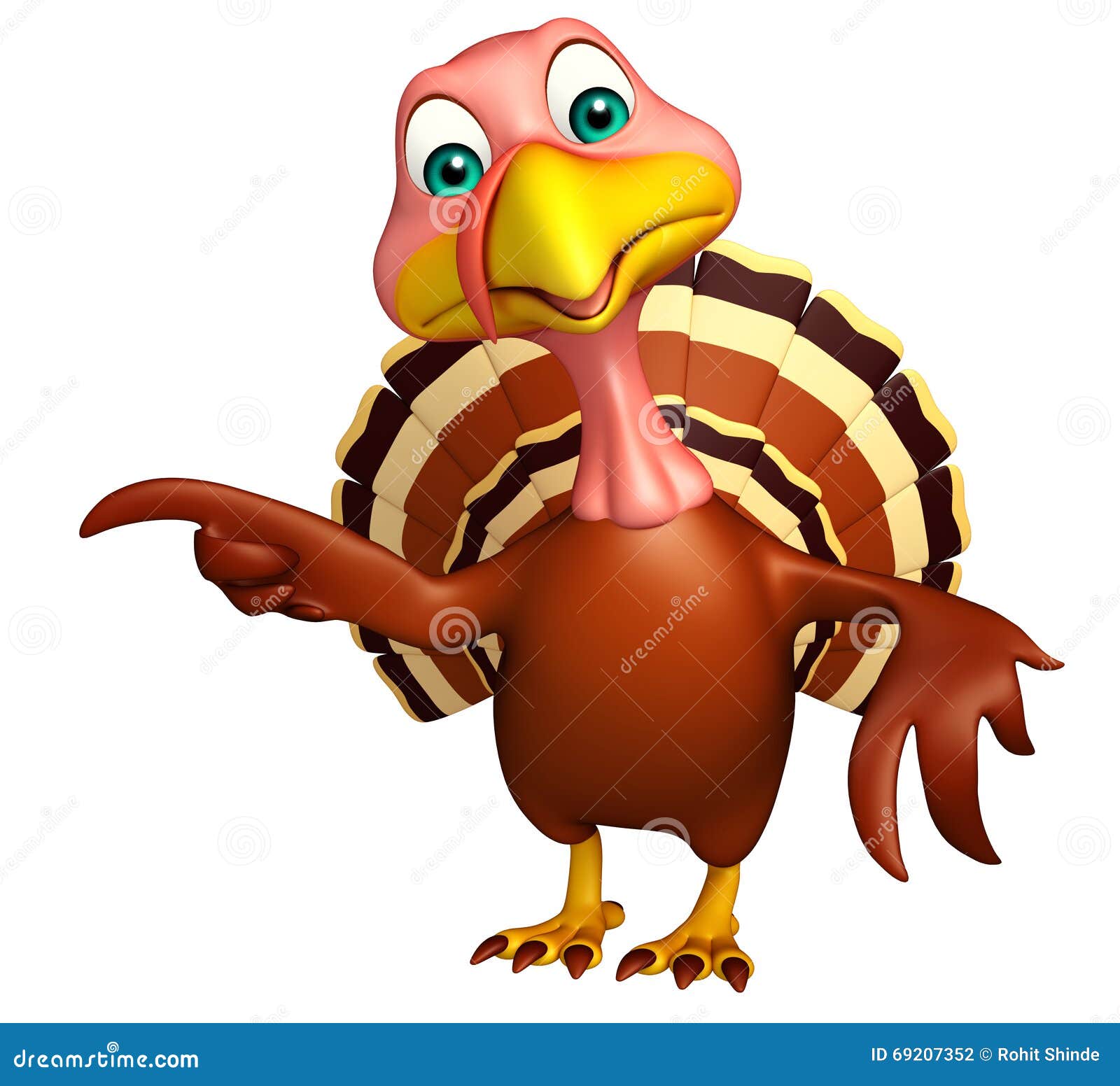 Pointing Turkey Cartoon Character Stock Illustration - Illustration of ...