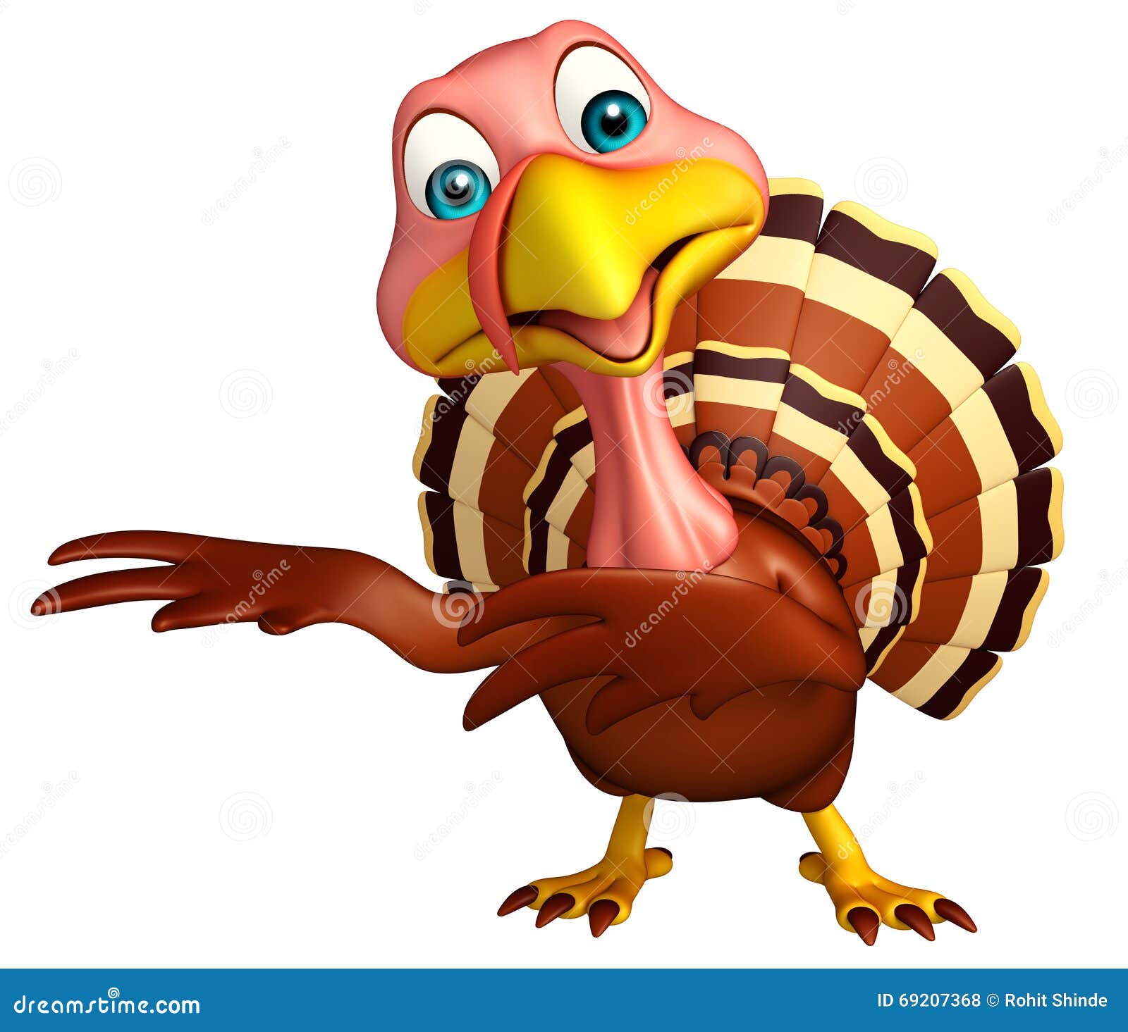 Pointing Turkey Cartoon Character Stock Illustration - Illustration of ...
