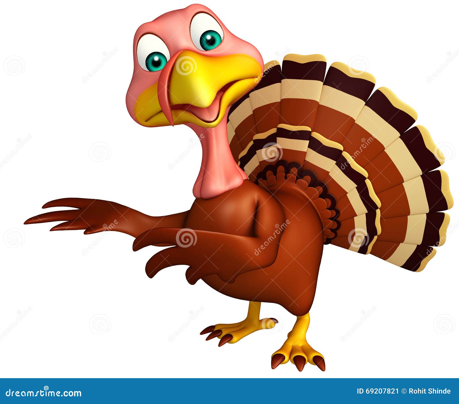 Pointing Turkey Cartoon Character Stock Illustration - Illustration of ...