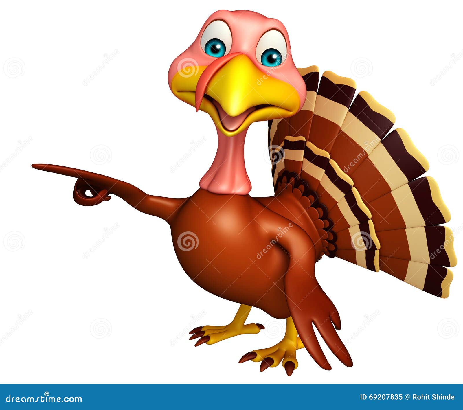 Pointing Turkey Cartoon Character Stock Illustration - Illustration of ...