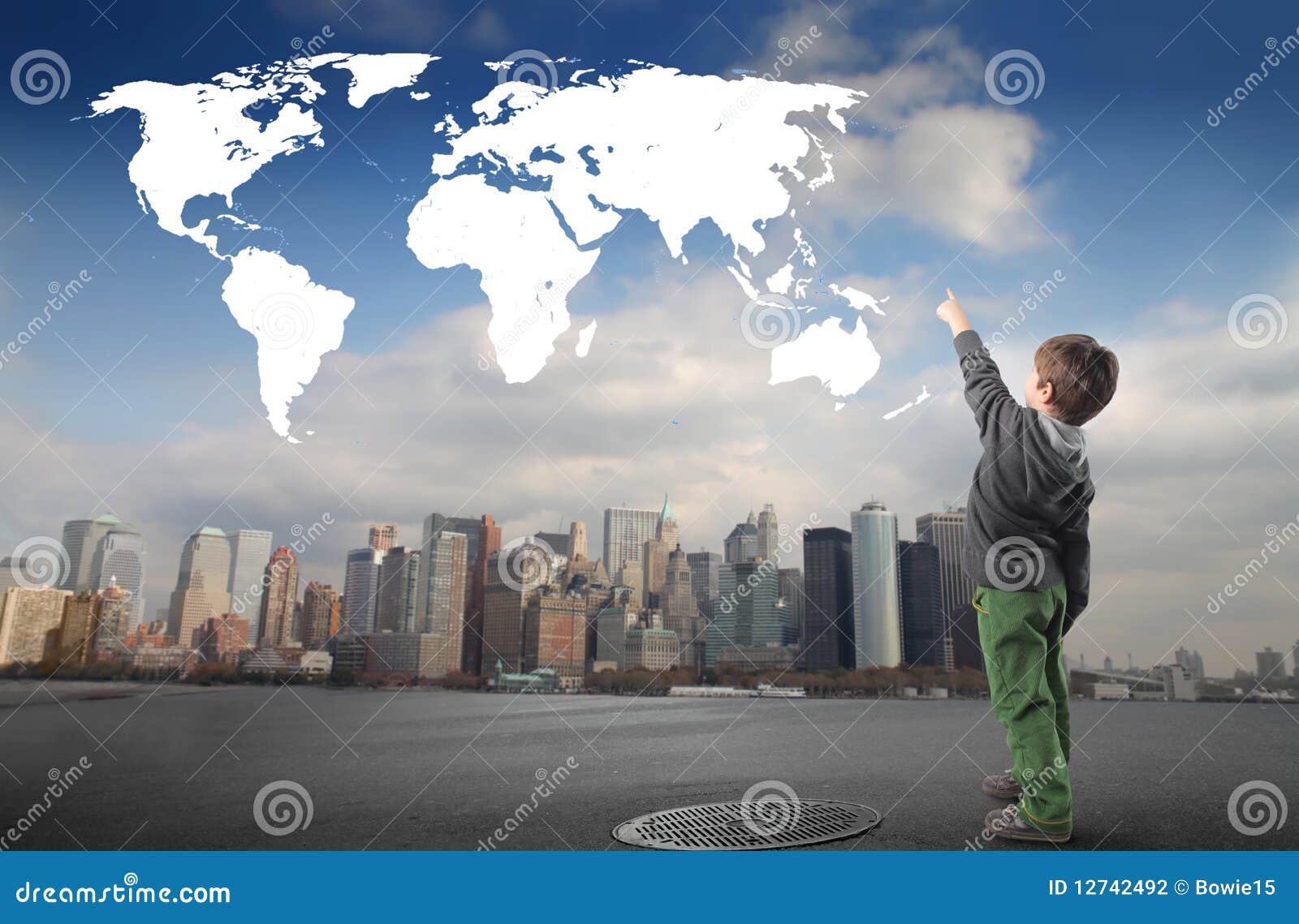 Pointing at the world stock photo. Image of world, child - 12742492
