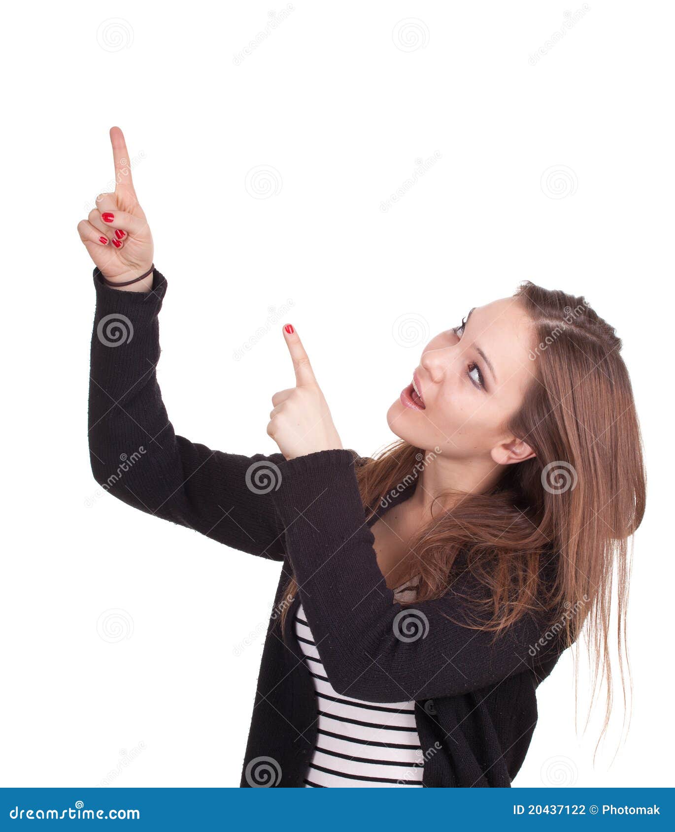 Pointing young woman stock photo. Image of beautiful - 20437122