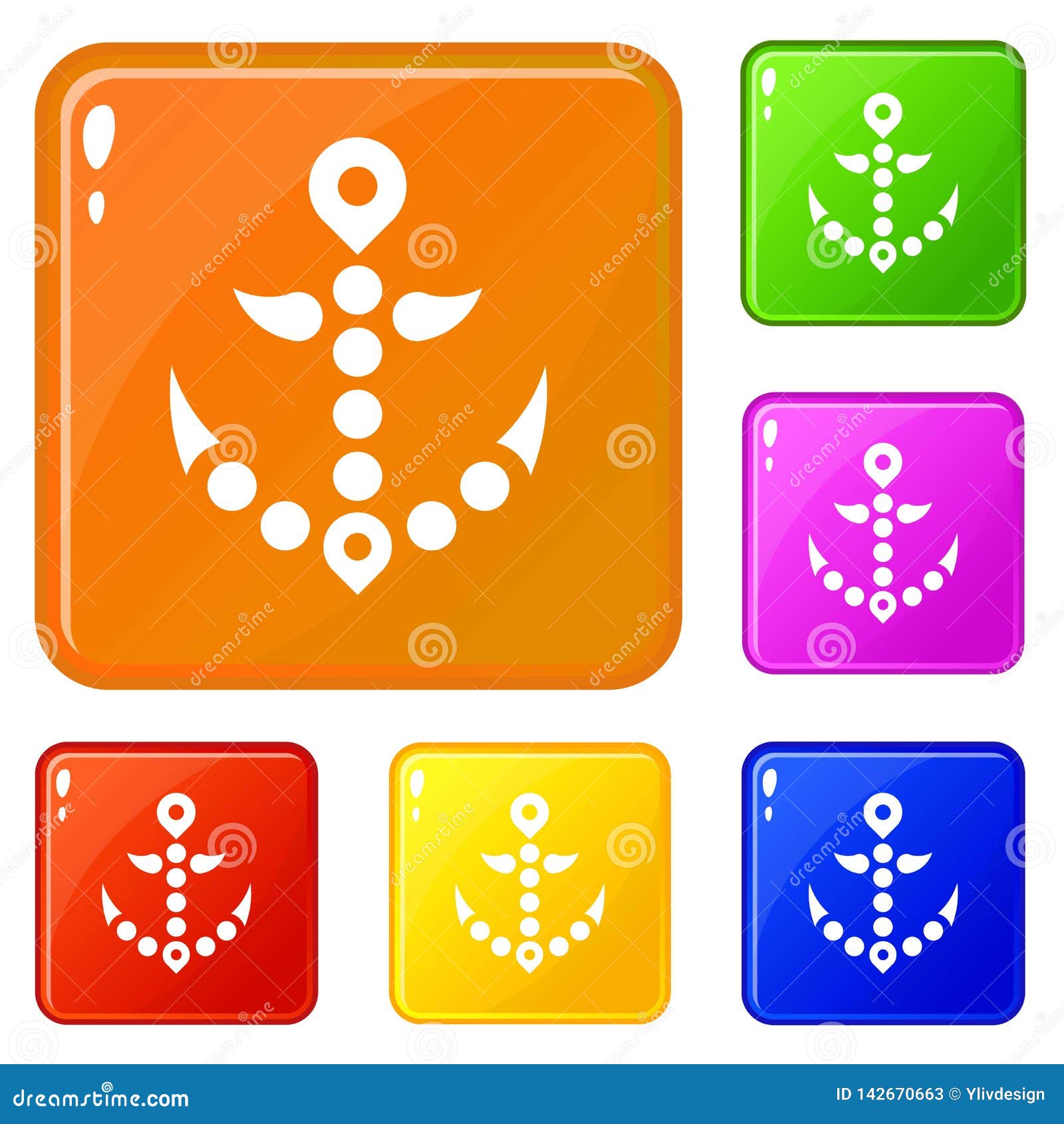 Points Anchor Icons Set Vector Color Stock Vector - Illustration of ...