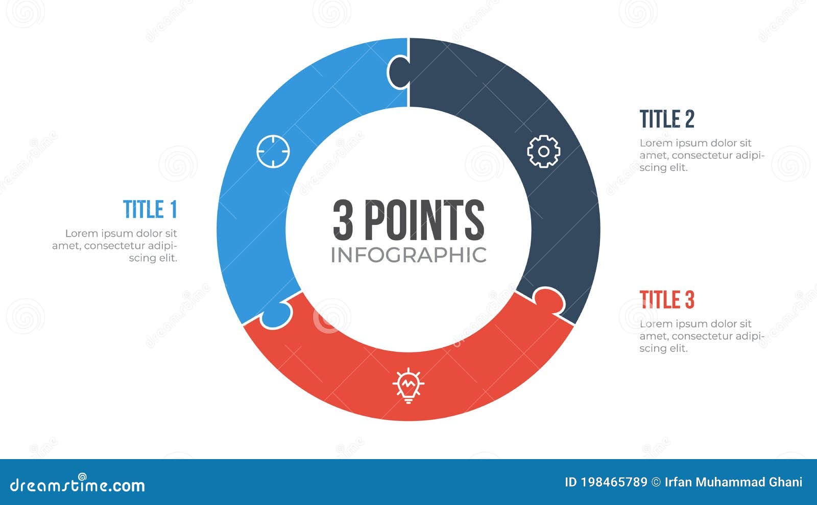 3 Points Circle Infographic Element Vector with Puzzle, Can Be Used for ...