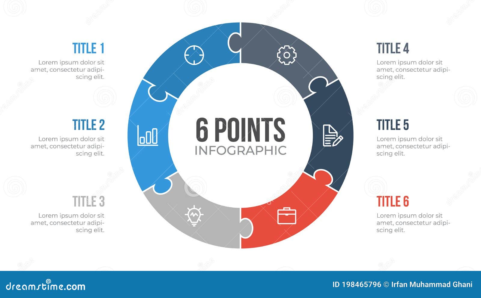 6 Points Circle Infographic Element Vector with Puzzle, Can Be Used for ...
