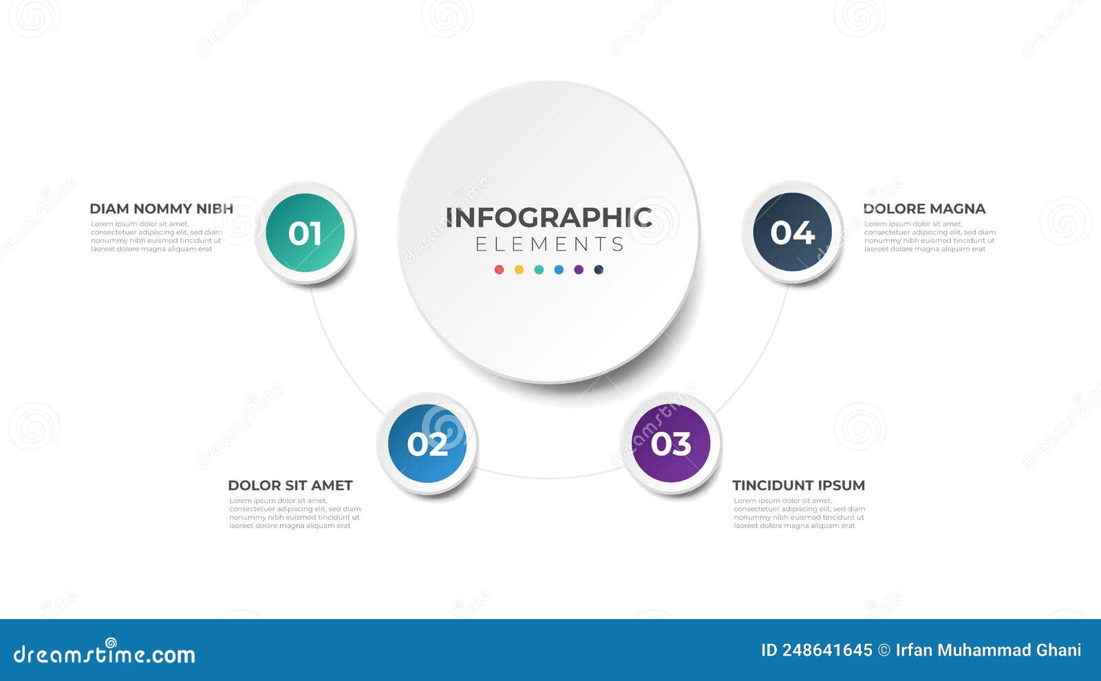 4 Points Circular Sequence Element Template of Infographic ...