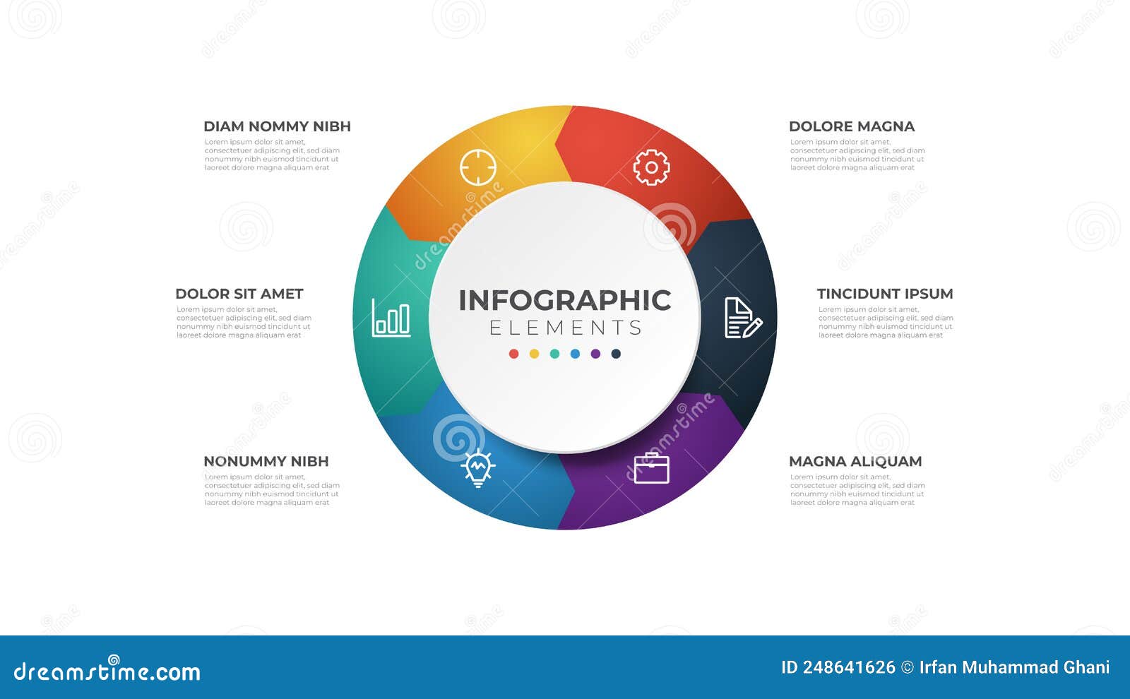 6 Points Circular Steps, Sequence Infographic Element Stock Vector - Illustration of circle ...