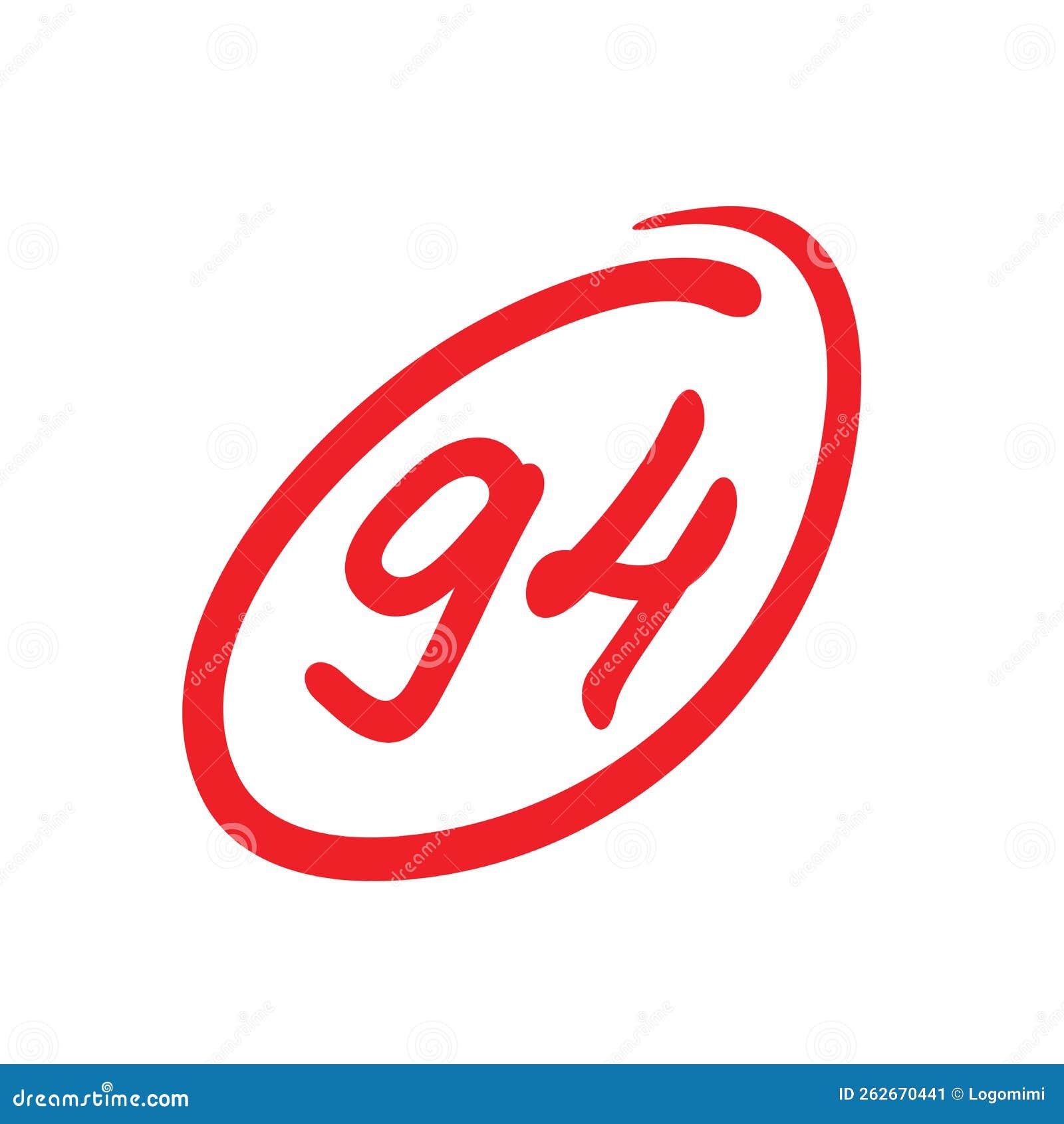 94 Points Exam Score, Ninety Four Points Grade Results, Red on White ...