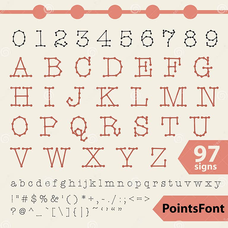 Points Font 97 Vector Letters, Numbers and Signs Stock Vector ...