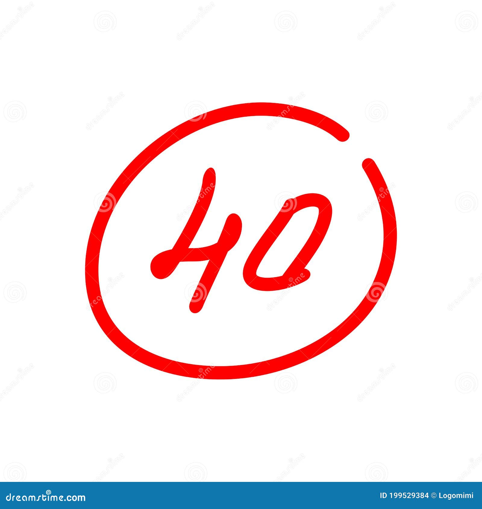 40 Points Illustration, Written with Red Marker Stock Vector ...