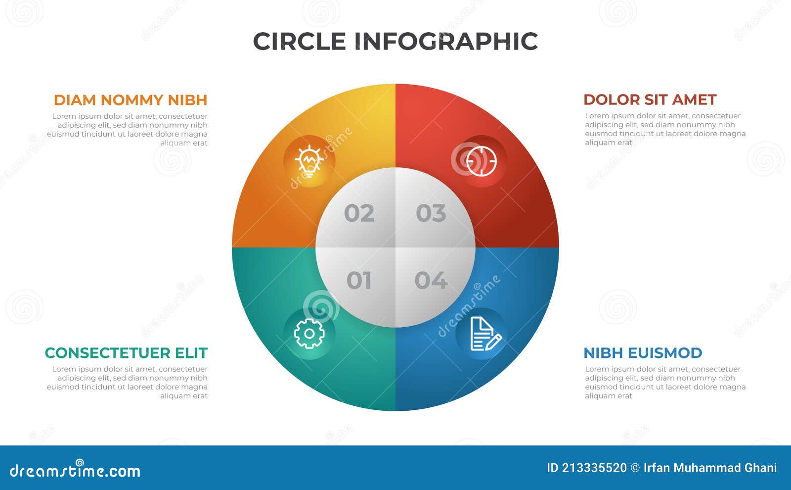 4 Points Infographic Template with Circle Layout Vector Stock Vector ...