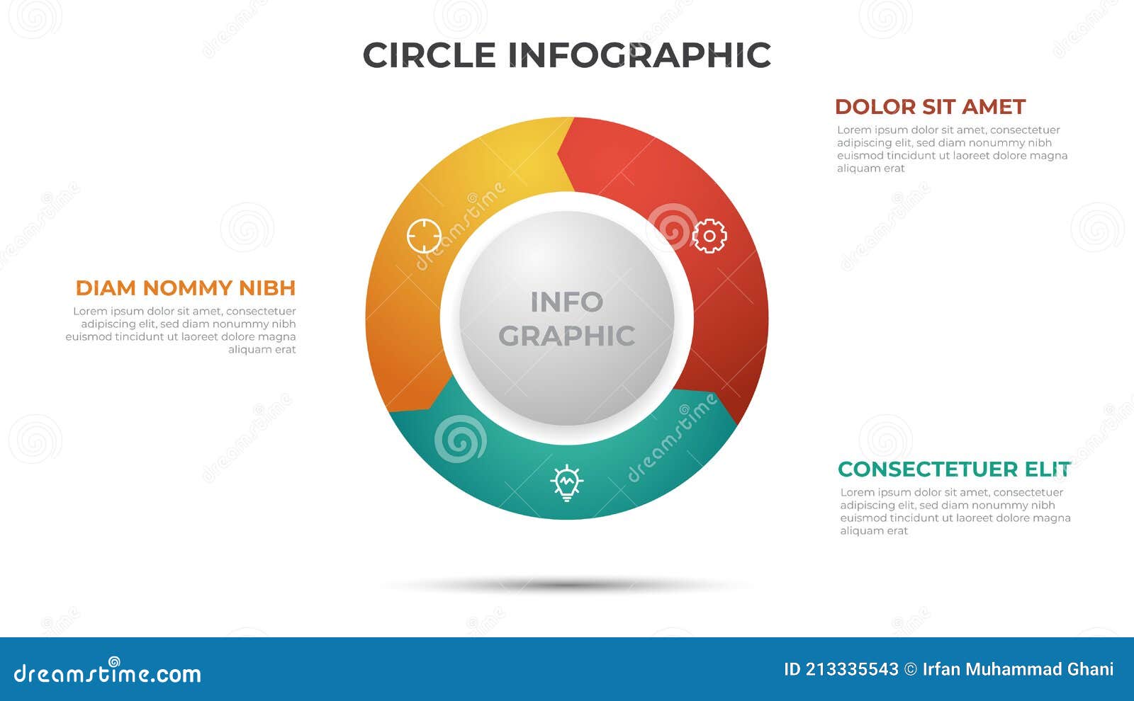 3 Points Infographic Template with Circle Layout Vector Stock Vector ...