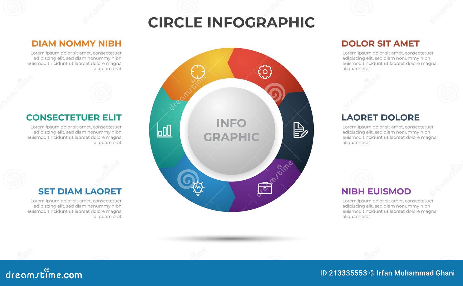 6 Points Infographic Template with Circle Layout Vector Stock Vector ...