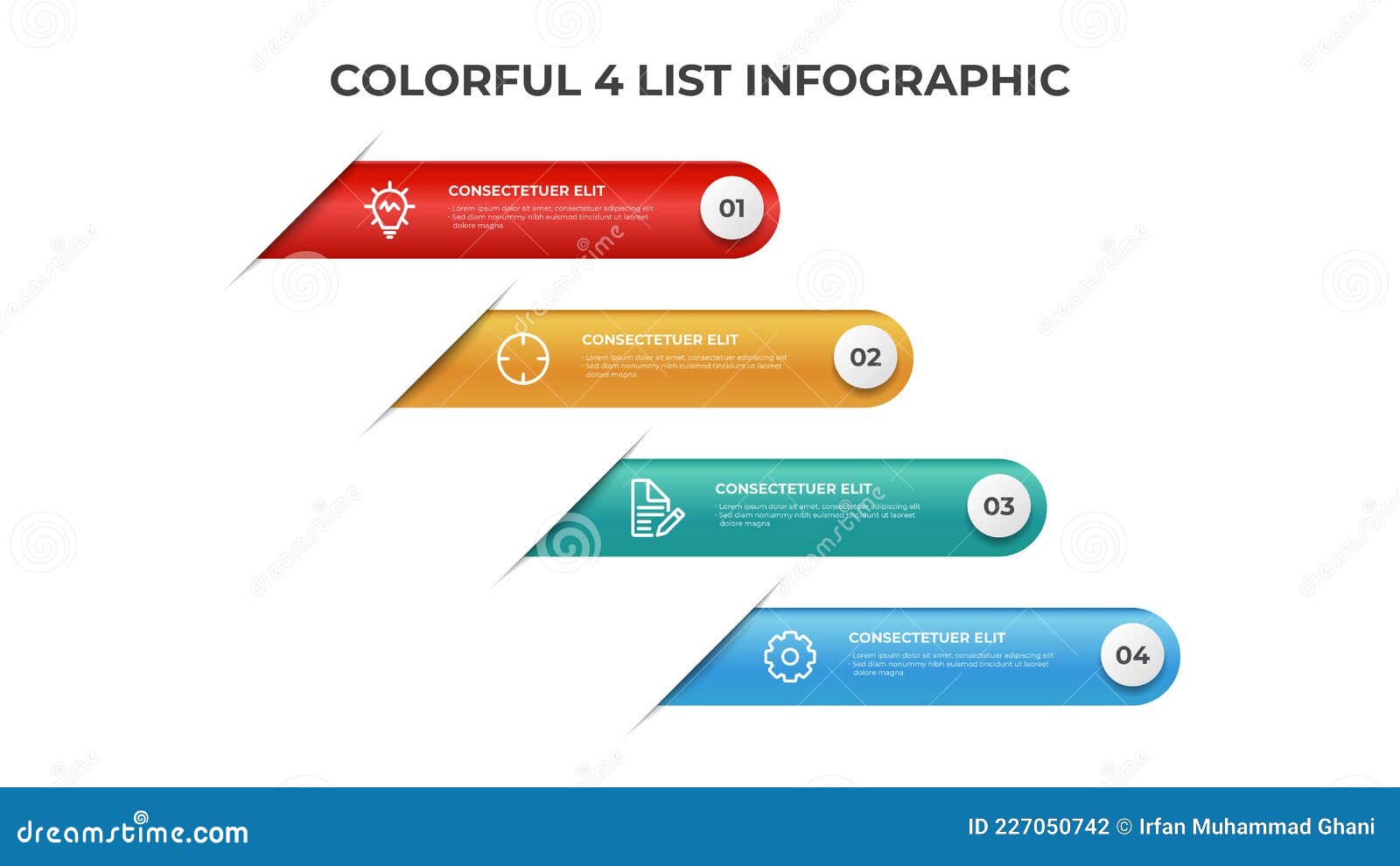 4 Points of List Diagram, Colorful Infographic Element Template Vector ...