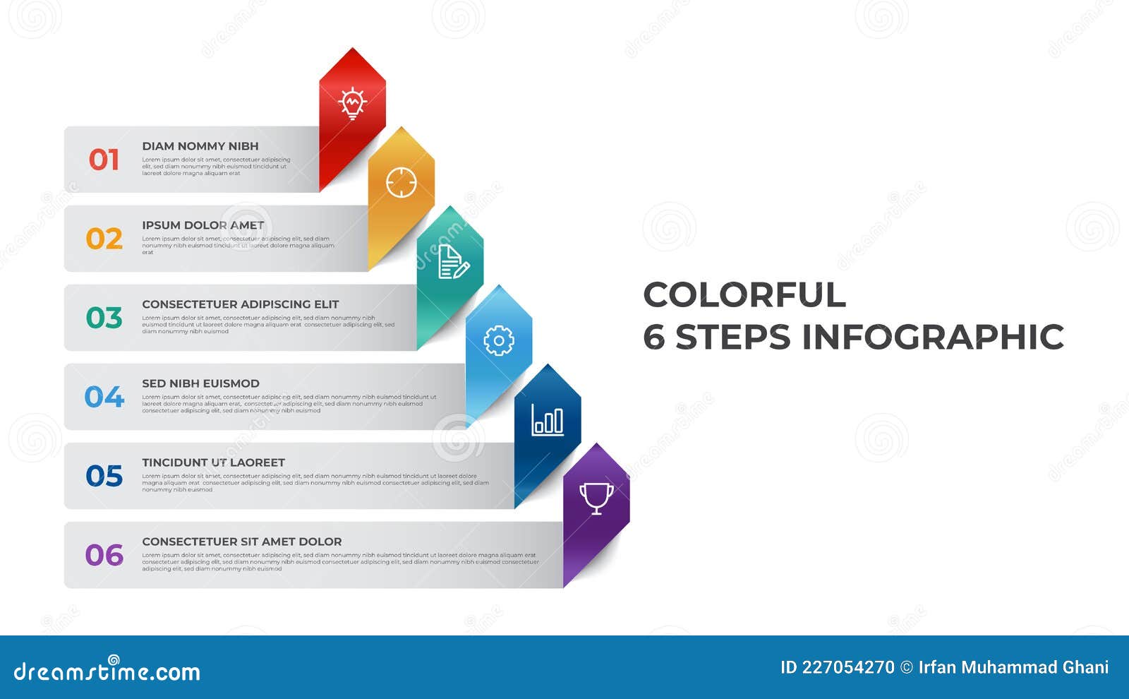 6 Points of List Diagram, Infographic Element Template Vector Stock ...