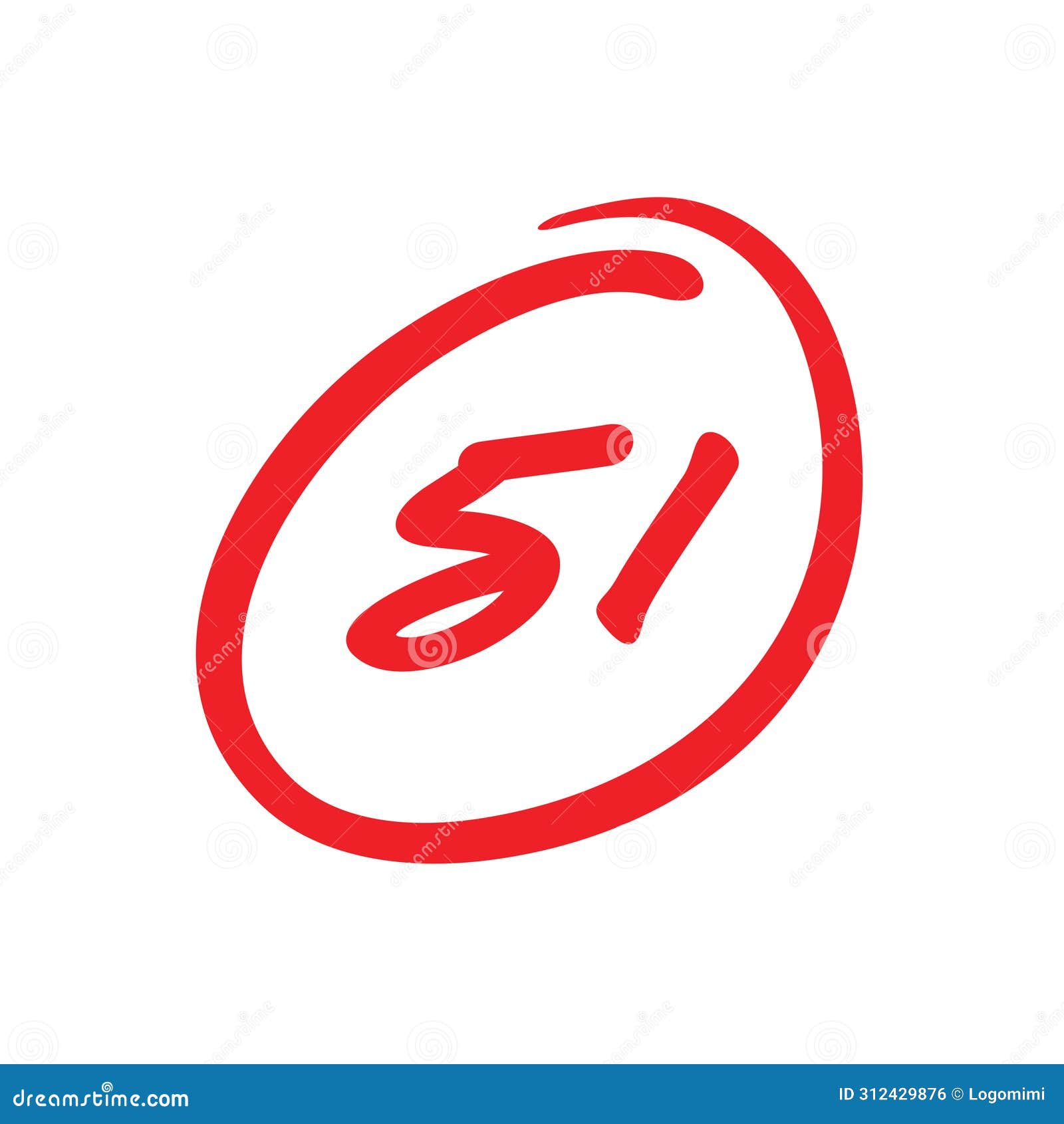 51 Points Mark, Fifty One Points Exam Score Vector Illustration Stock ...