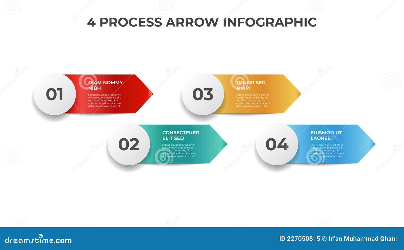 4 Points of Process Arrow, Infographic Element Template Vector Stock ...