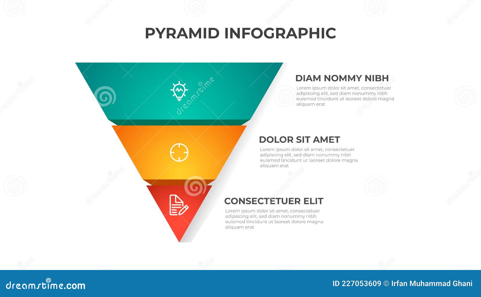 3 Points of Pyramid List Diagram, Infographic Element Template Vector ...
