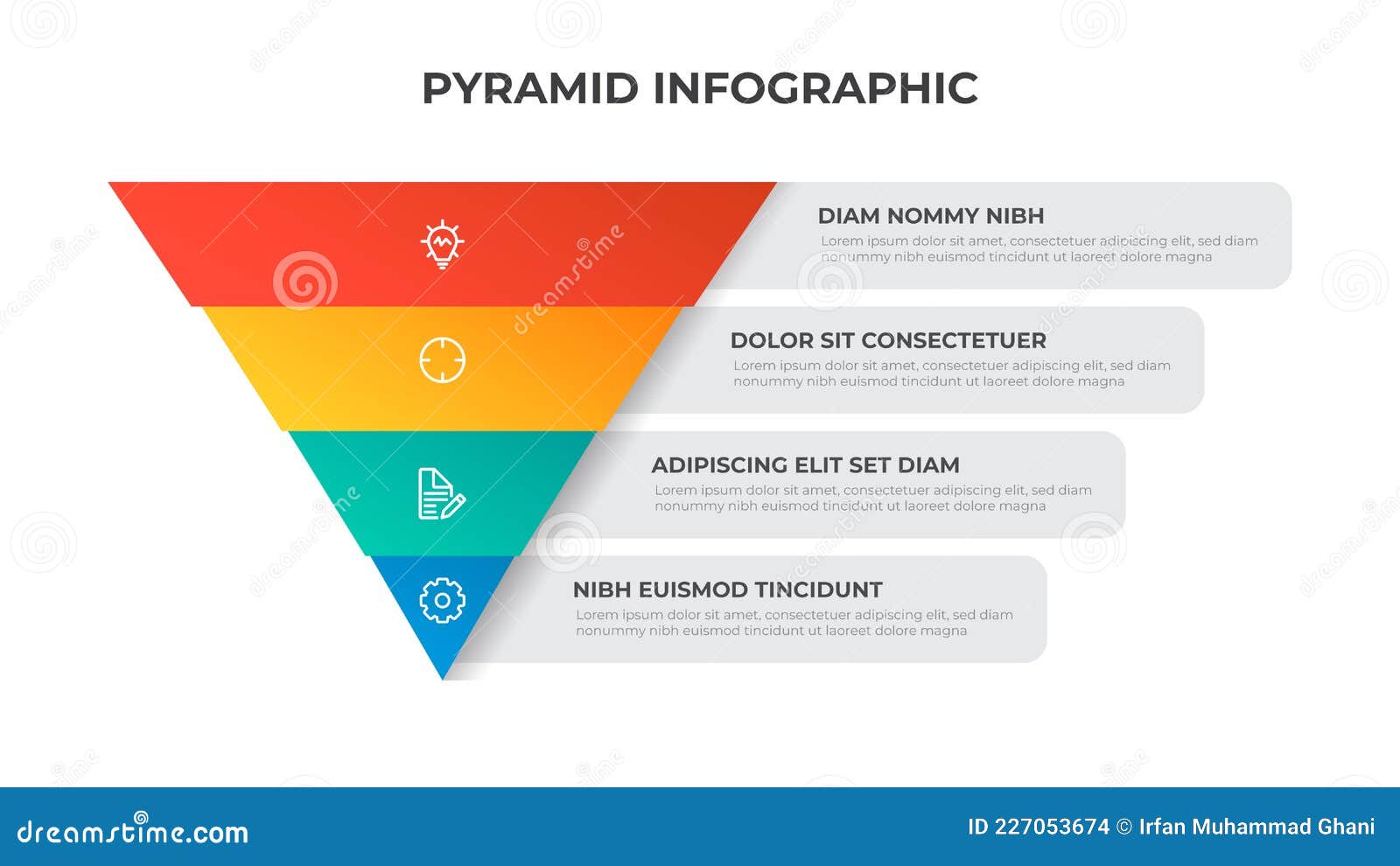 4 Points of Pyramid List Diagram, Infographic Element Template Vector ...