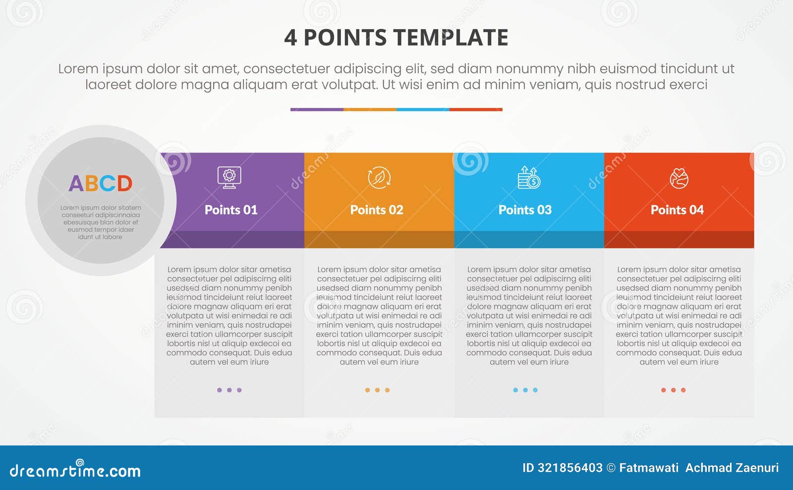 4 Points Stage List Template Infographic Concept for Slide Presentation ...