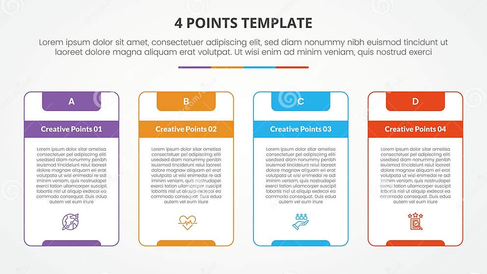 4 Points Stage List Template Infographic Concept for Slide Presentation ...