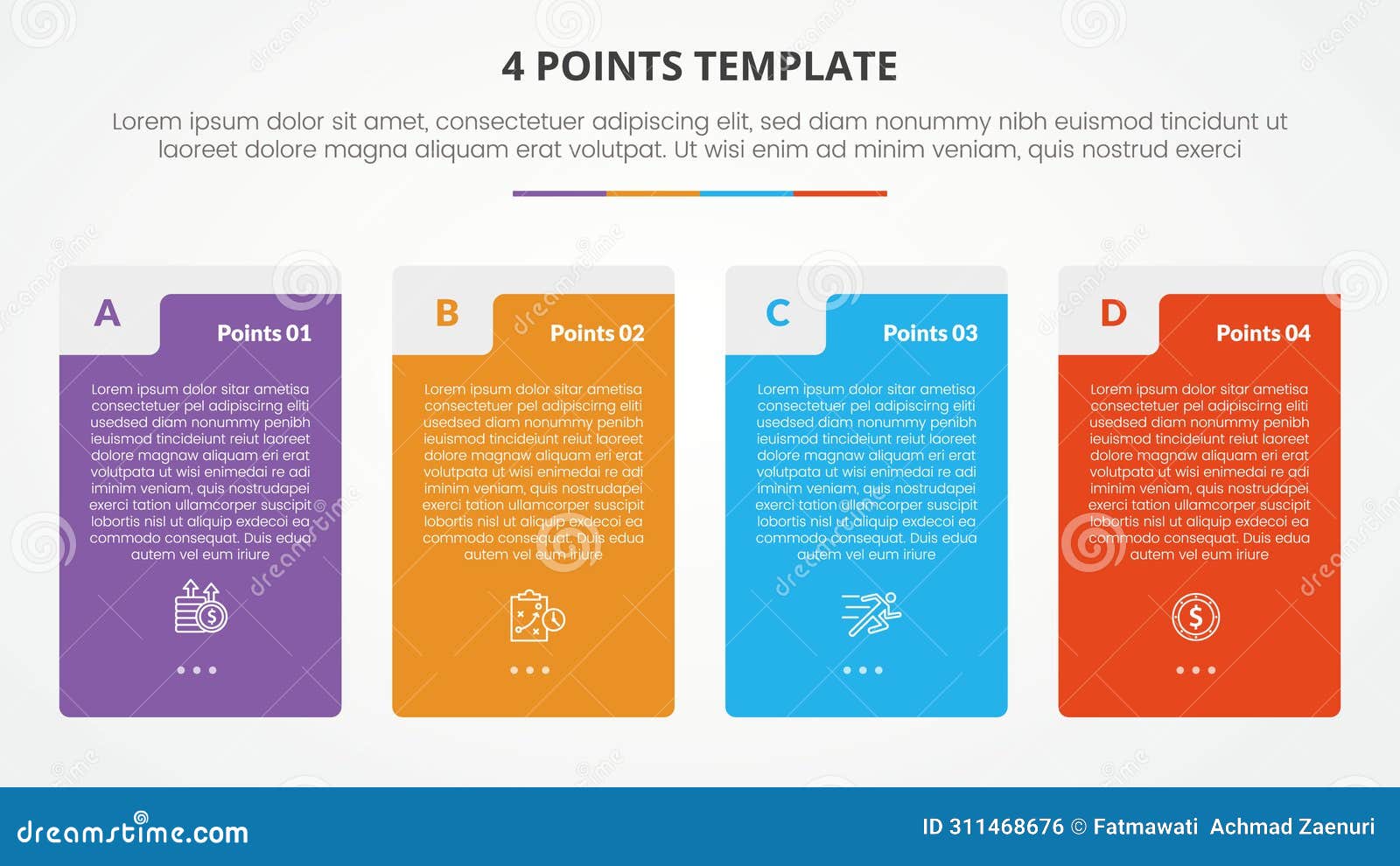 4 Points Stage List Template Infographic Concept for Slide Presentation ...