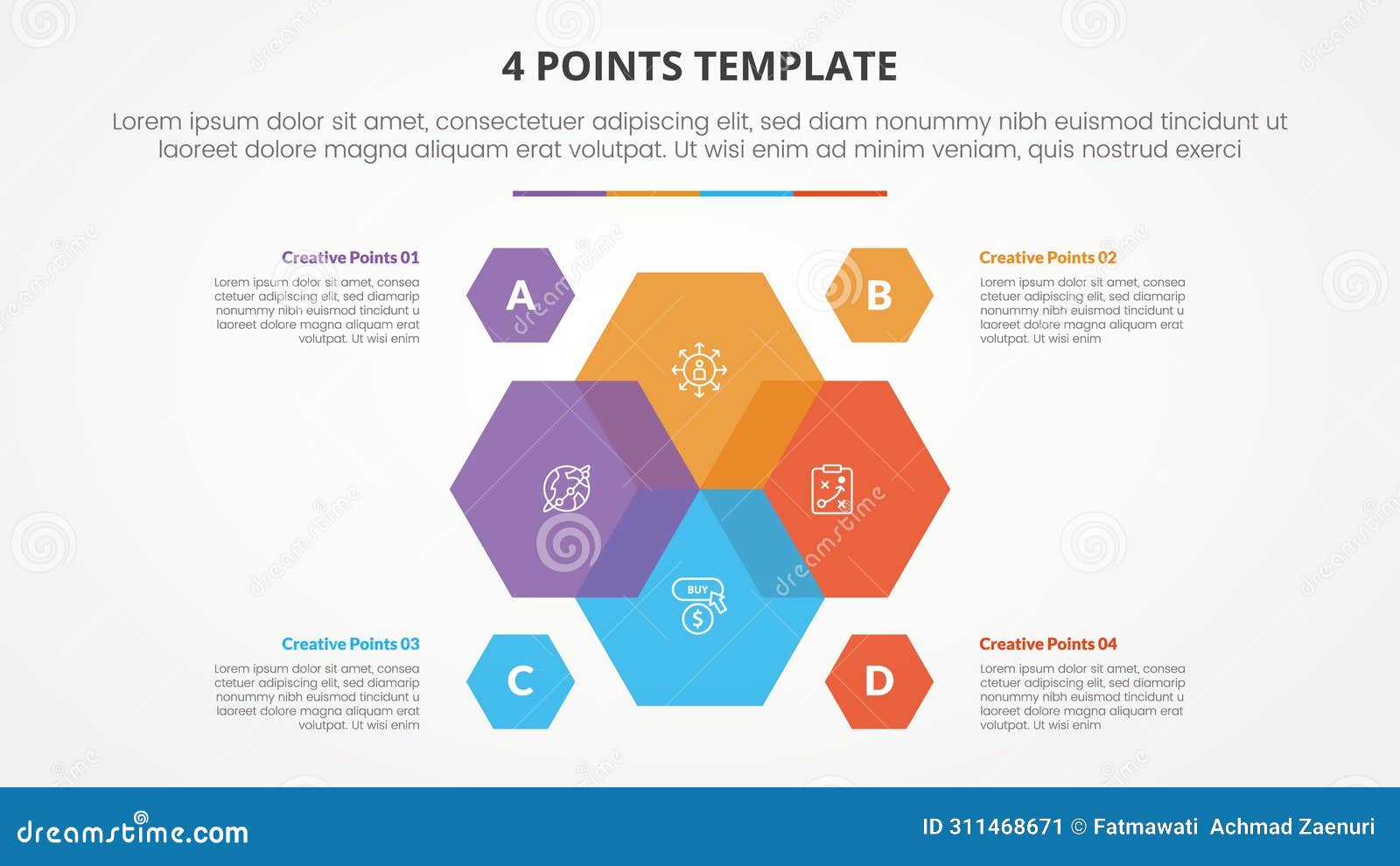4 Points Stage List Template Infographic Concept for Slide Presentation ...
