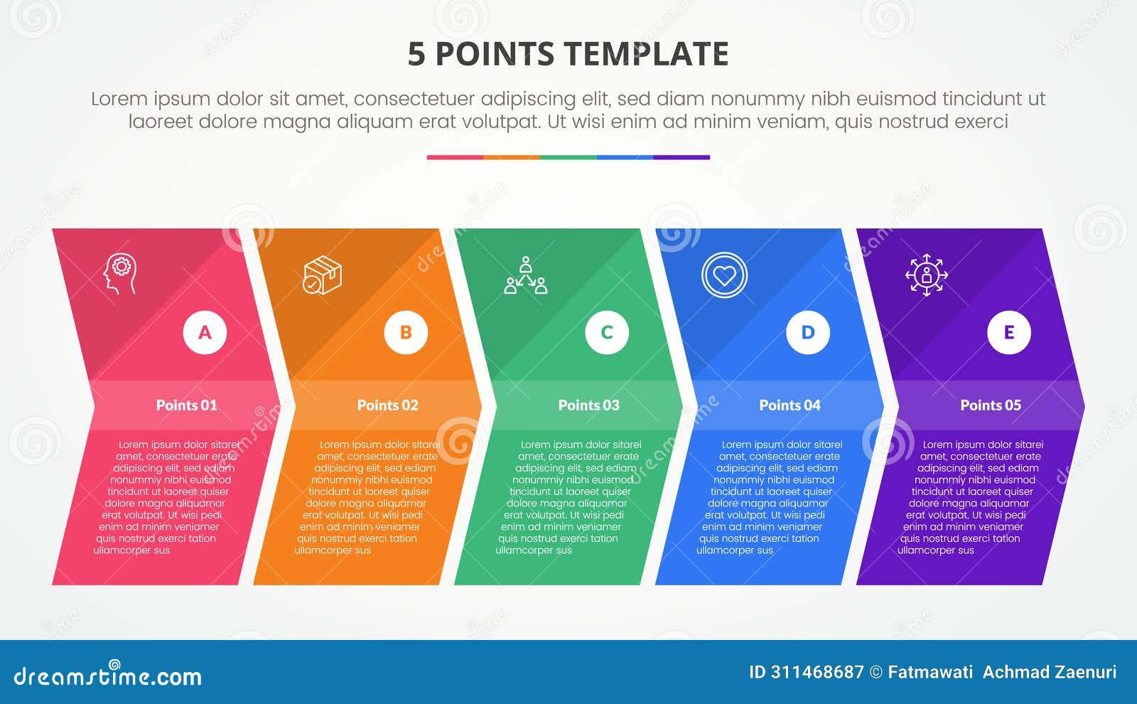 5 Points Stage Template Infographic Concept for Slide Presentation with ...