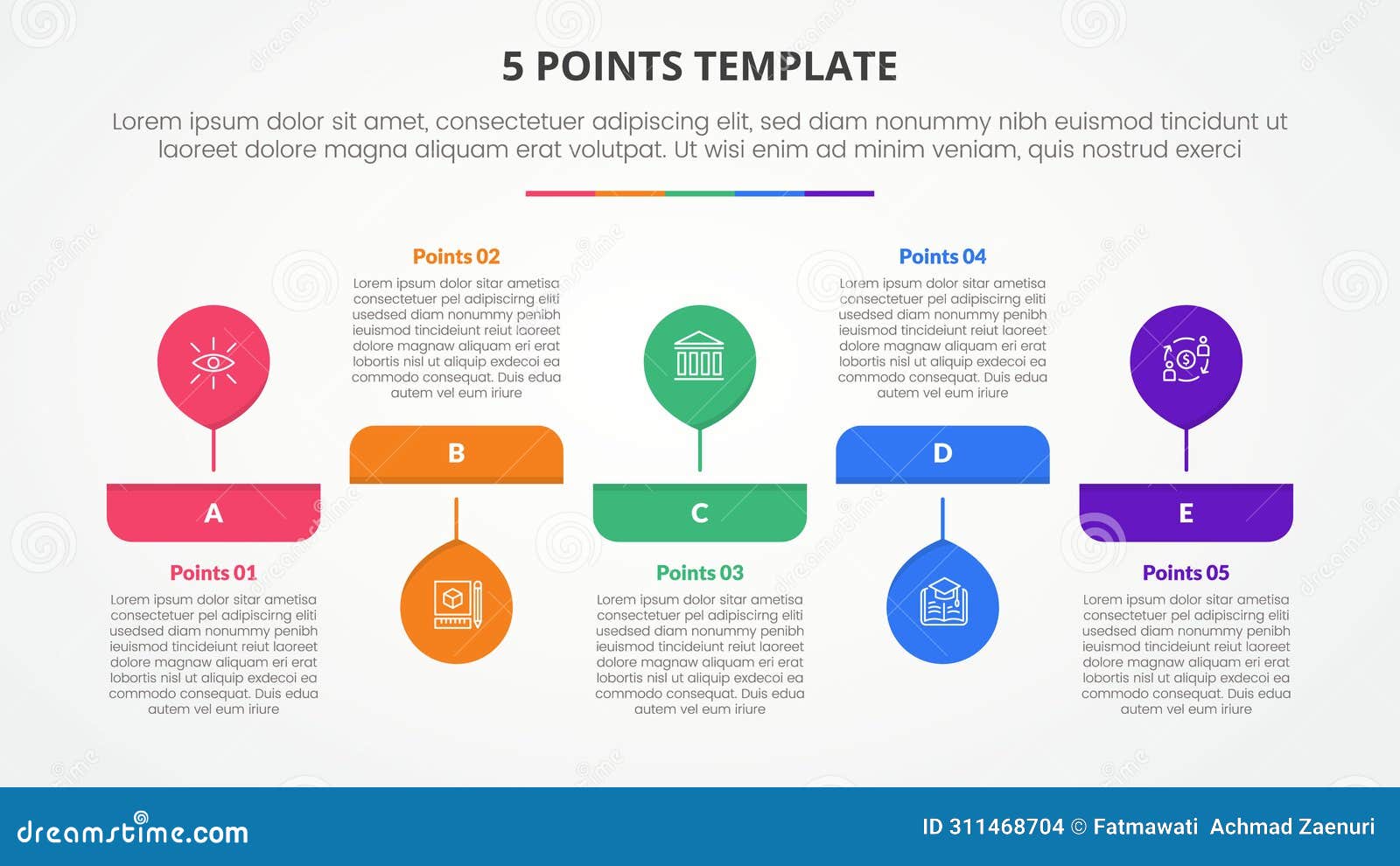 5 Points Stage Template Infographic Concept for Slide Presentation with ...