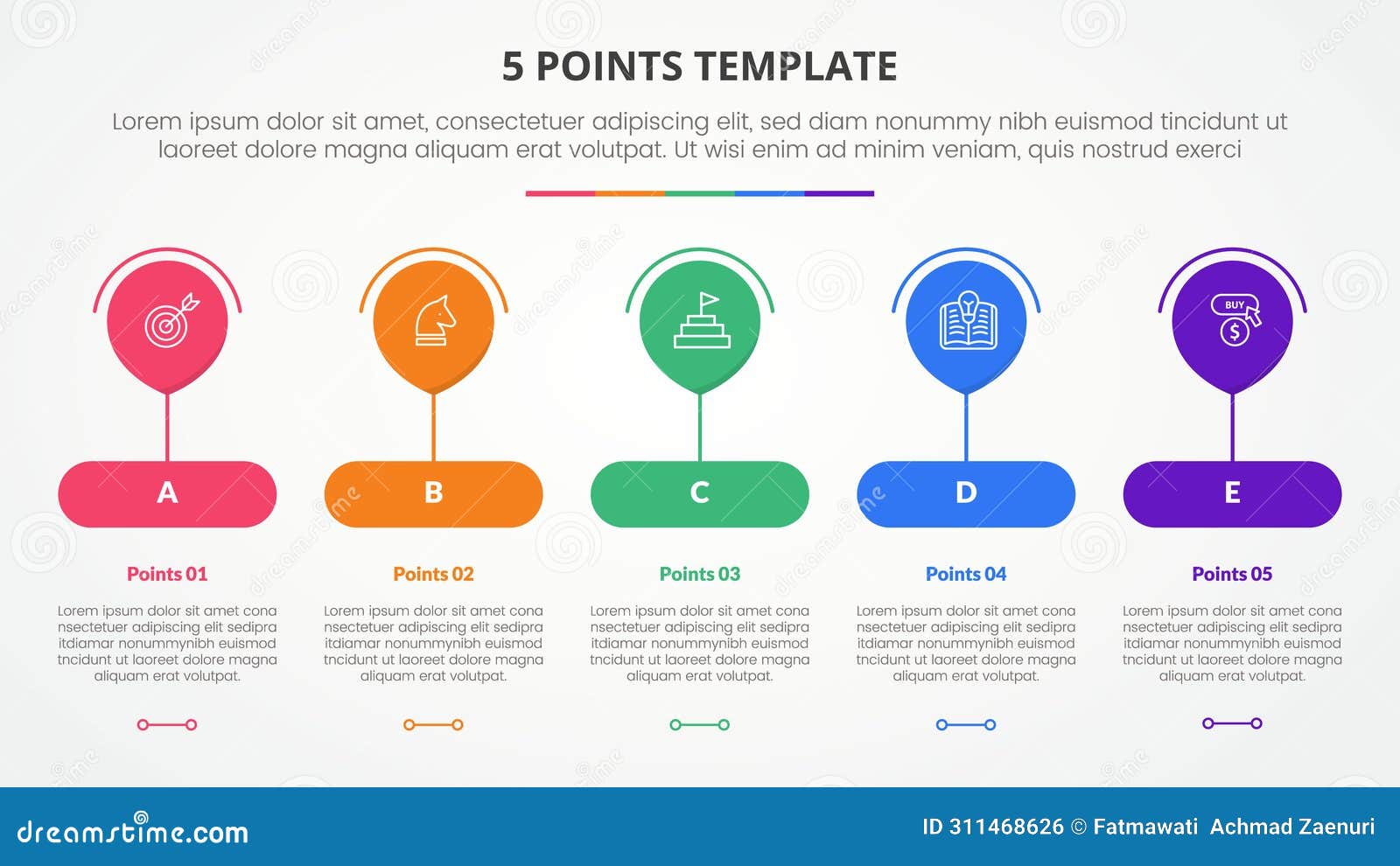 5 Points Stage Template Infographic Concept for Slide Presentation with ...